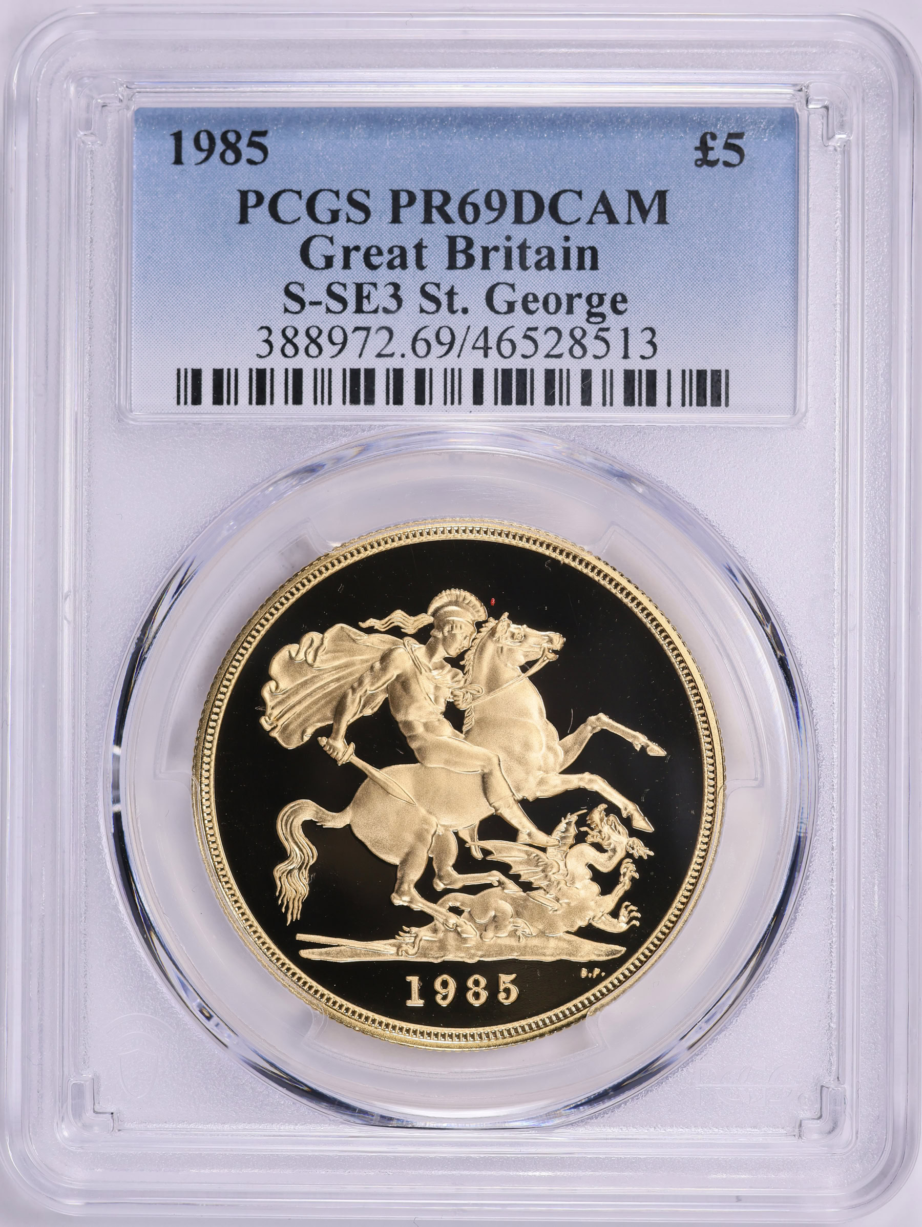 Great Britain 1985 Gold £5 St. George KM-945 PCGS Proof-69 DCAM (AGW ...