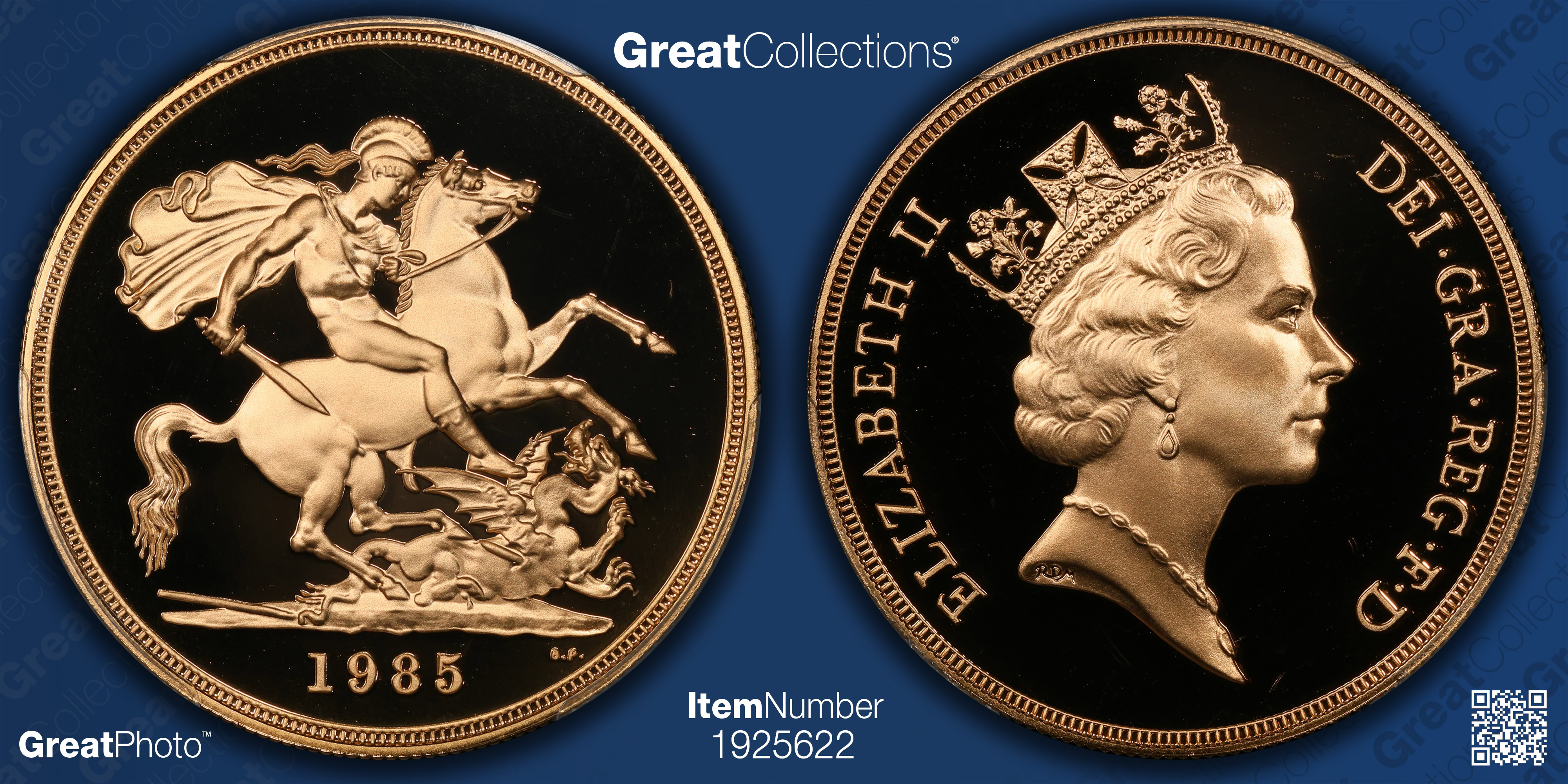 Great Britain 1985 Gold £5 St. George KM-945 PCGS Proof-69 DCAM (AGW ...