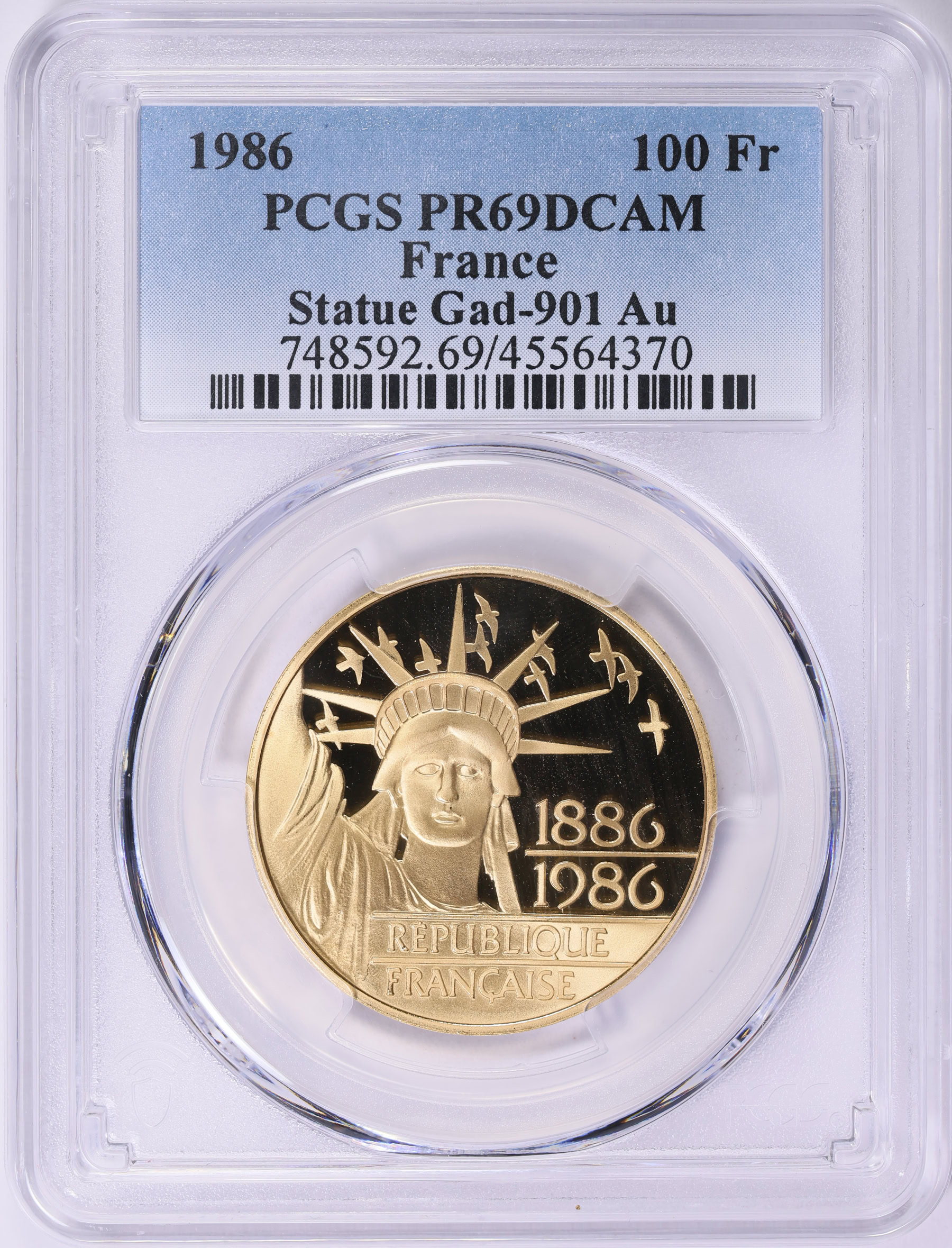France 1986 Gold 100 Francs Statue of Liberty Centennial KM-960b PCGS ...