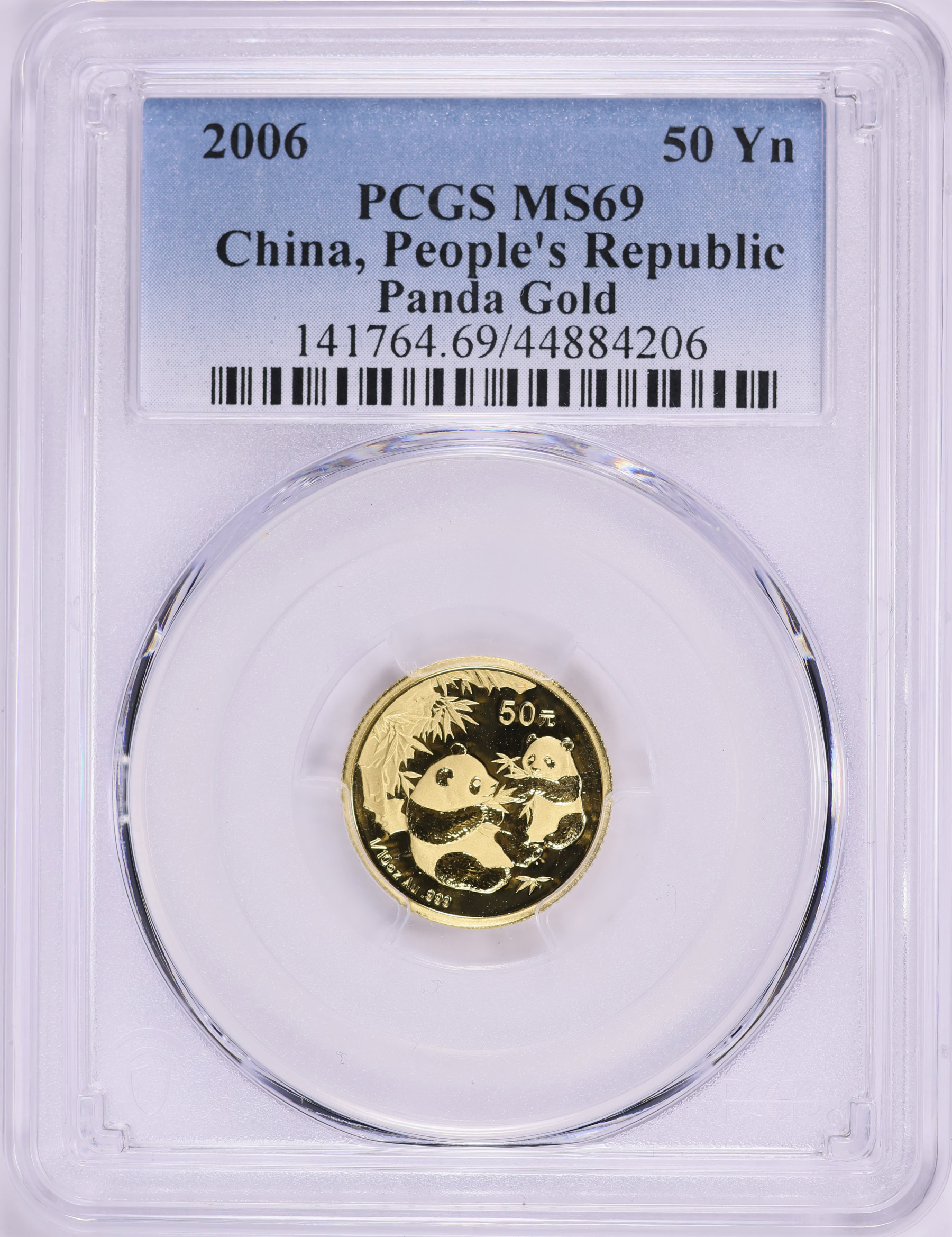 China 2006 Gold 50 Yuan Panda KM-1660 PCGS MS-69 (AGW = 0.0999 Oz ...