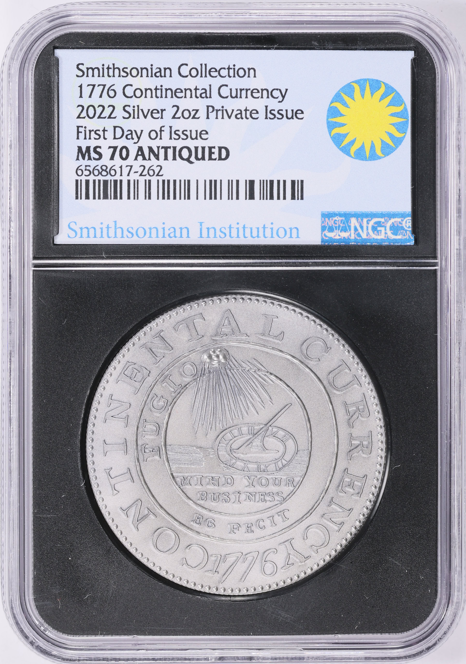 2022 Silver 2oz 1776 Continental Currency Dollar Smithsonian Collection ...