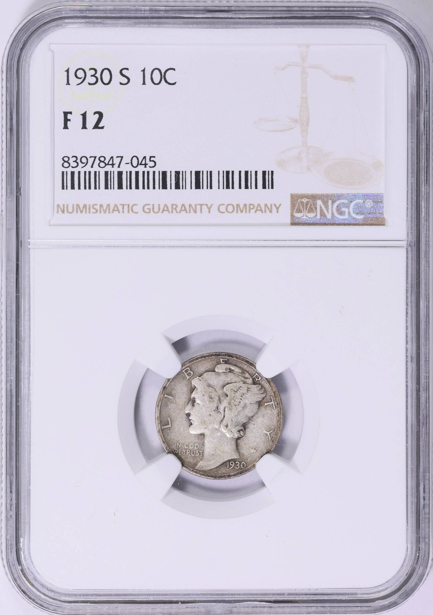 1930-S Mercury Dime NGC F-12 (Item 1926294) | GreatCollections Coin ...
