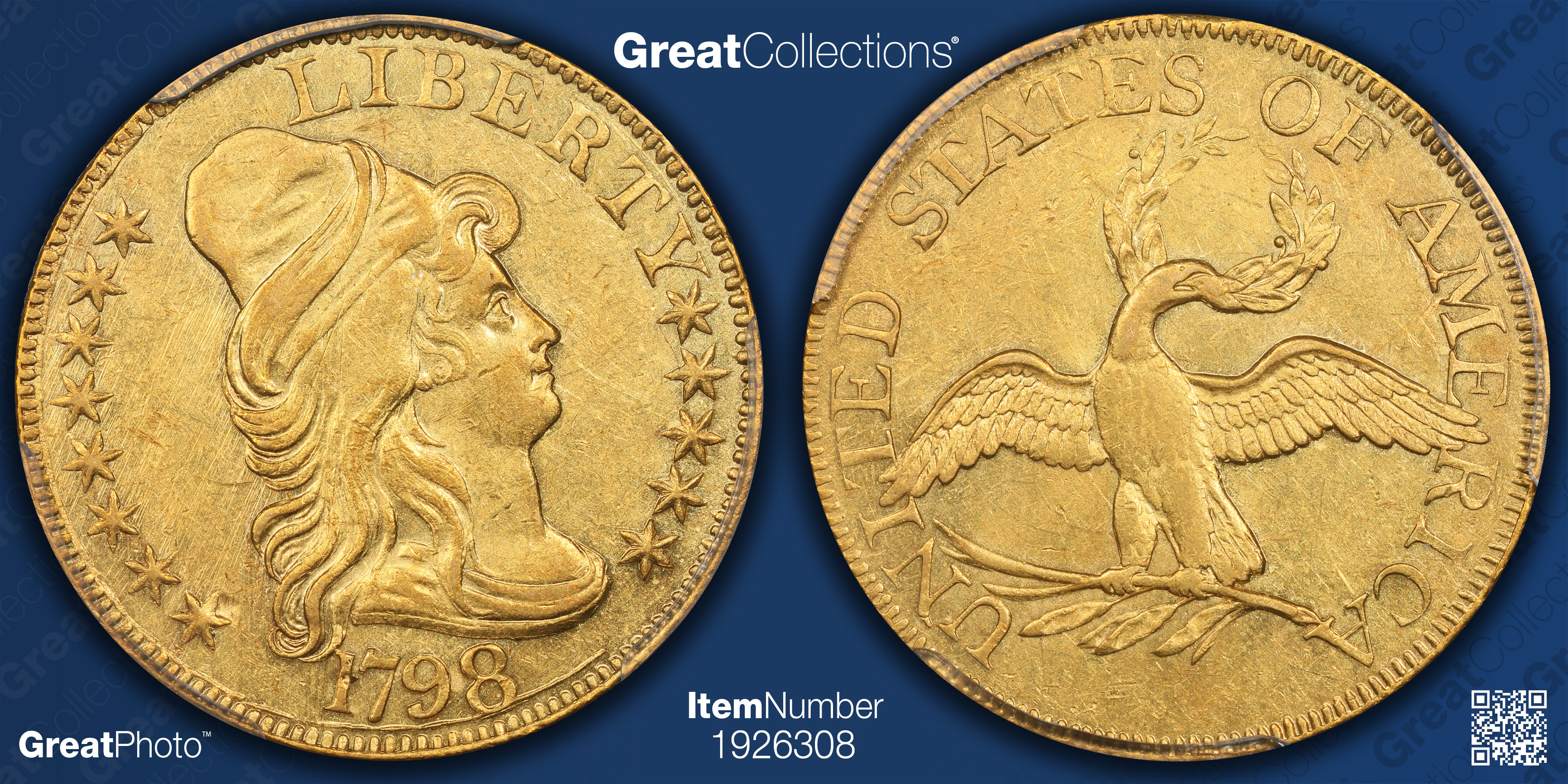 1798 Capped Bust Right Gold Half Eagle Small Eagle BD-1 PCGS AU-55 (Ex ...
