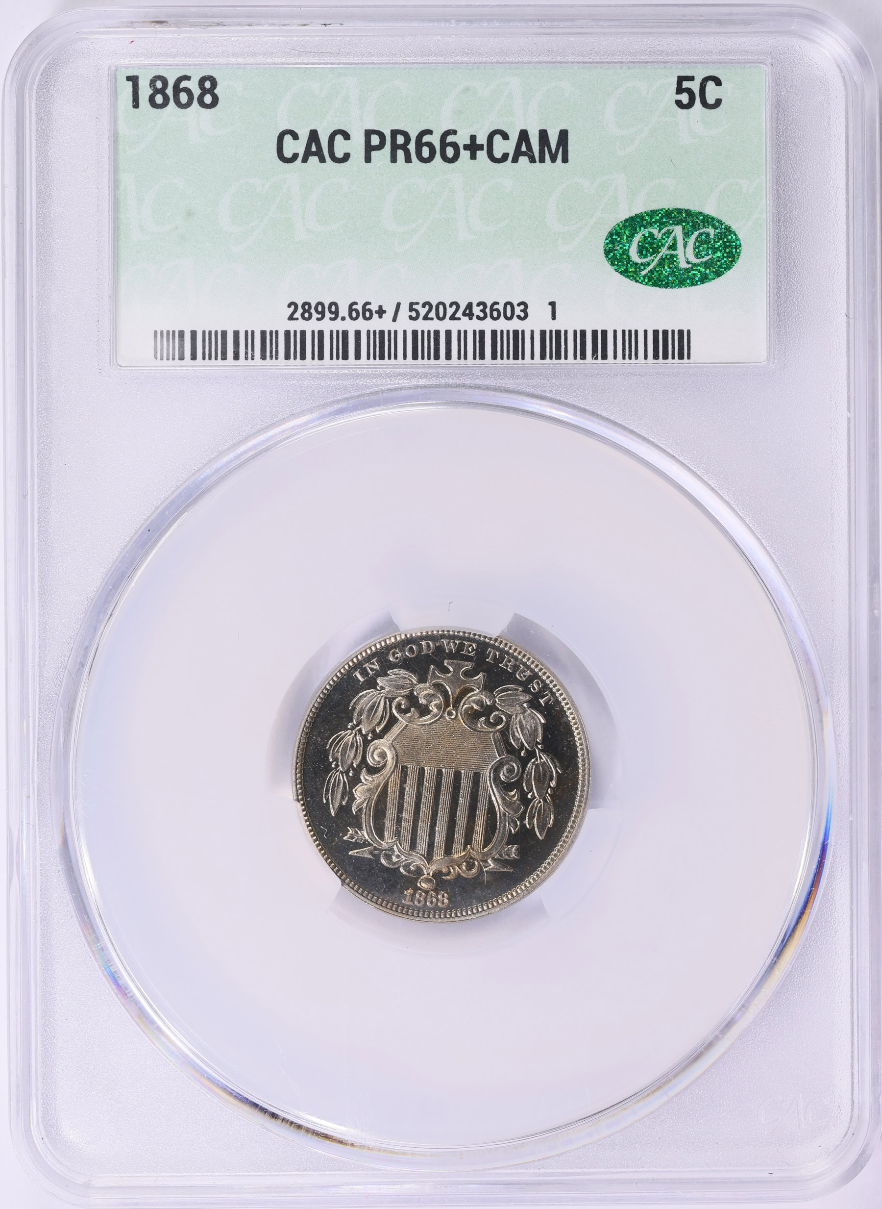 1868 Shield Nickel CACG Proof-66+ CAMEO (Item 1926421 ...