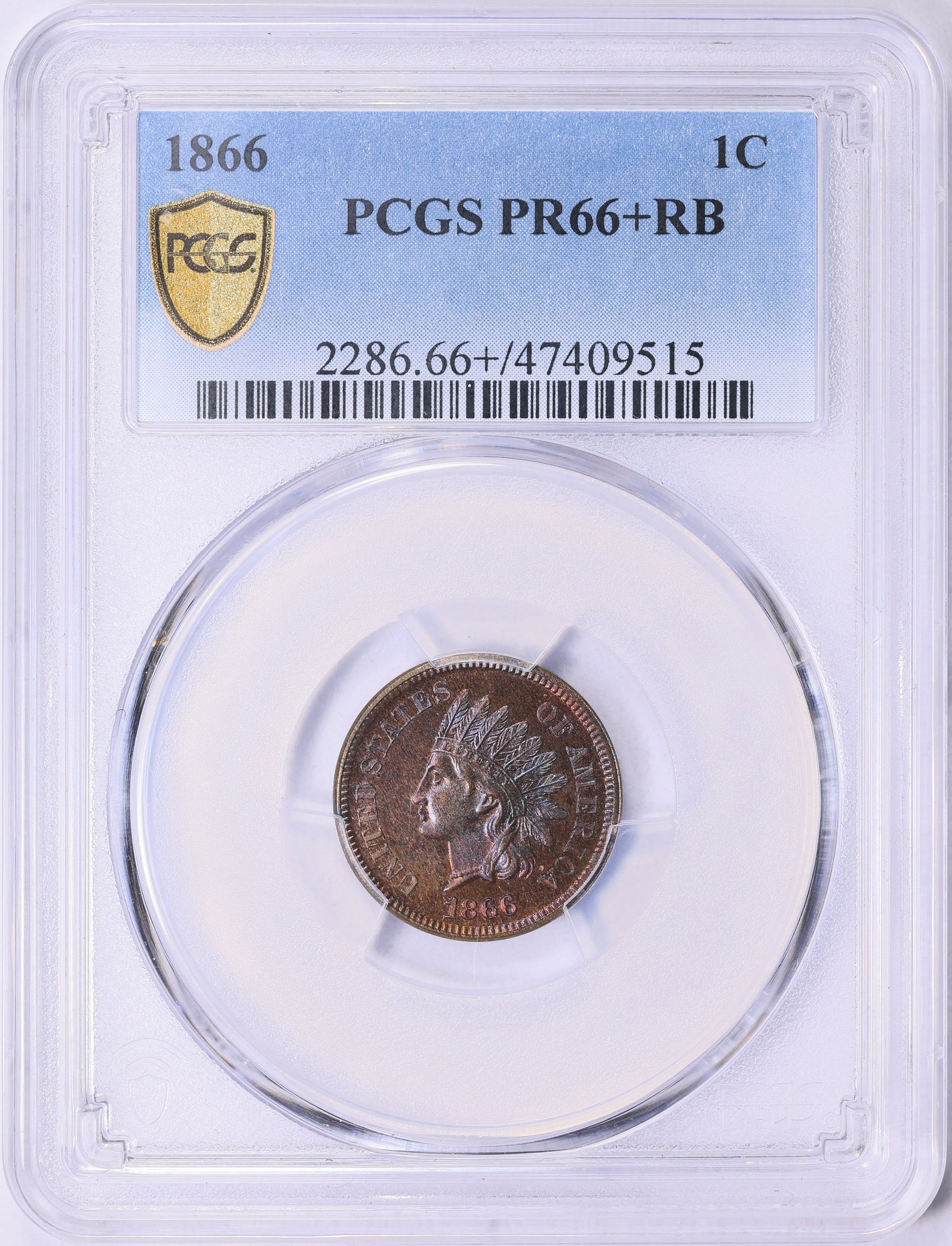 1866 Indian Cent PCGS Proof-66+ RB (Toned) (Item 1926504 ...