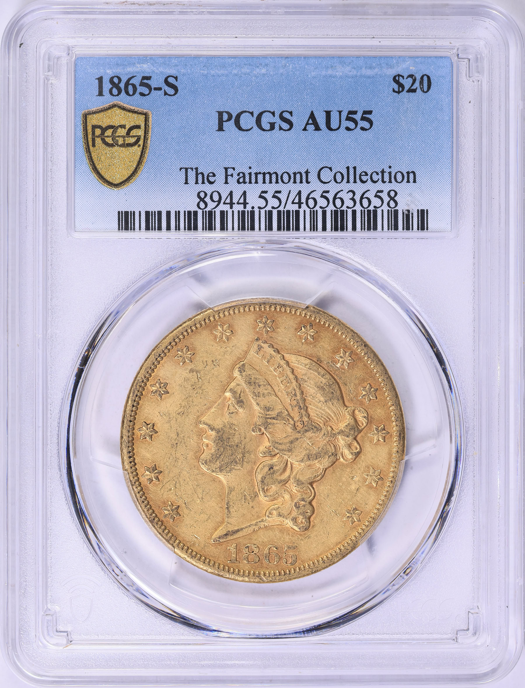1865-S Liberty Gold Double Eagle PCGS AU-55 (The Fairmont Collection ...