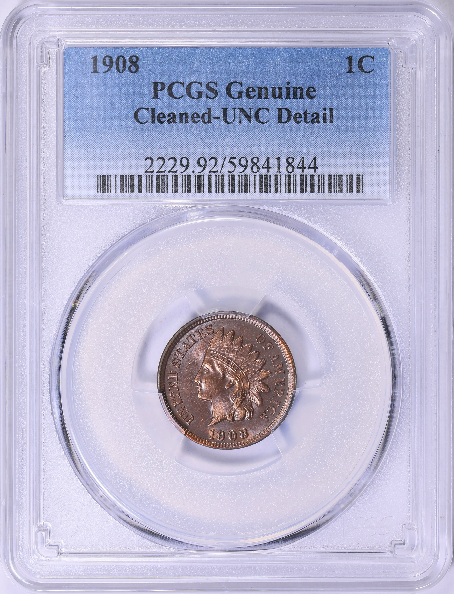 1908 Indian Cent PCGS Genuine Unc Details (Item 1926647 ...