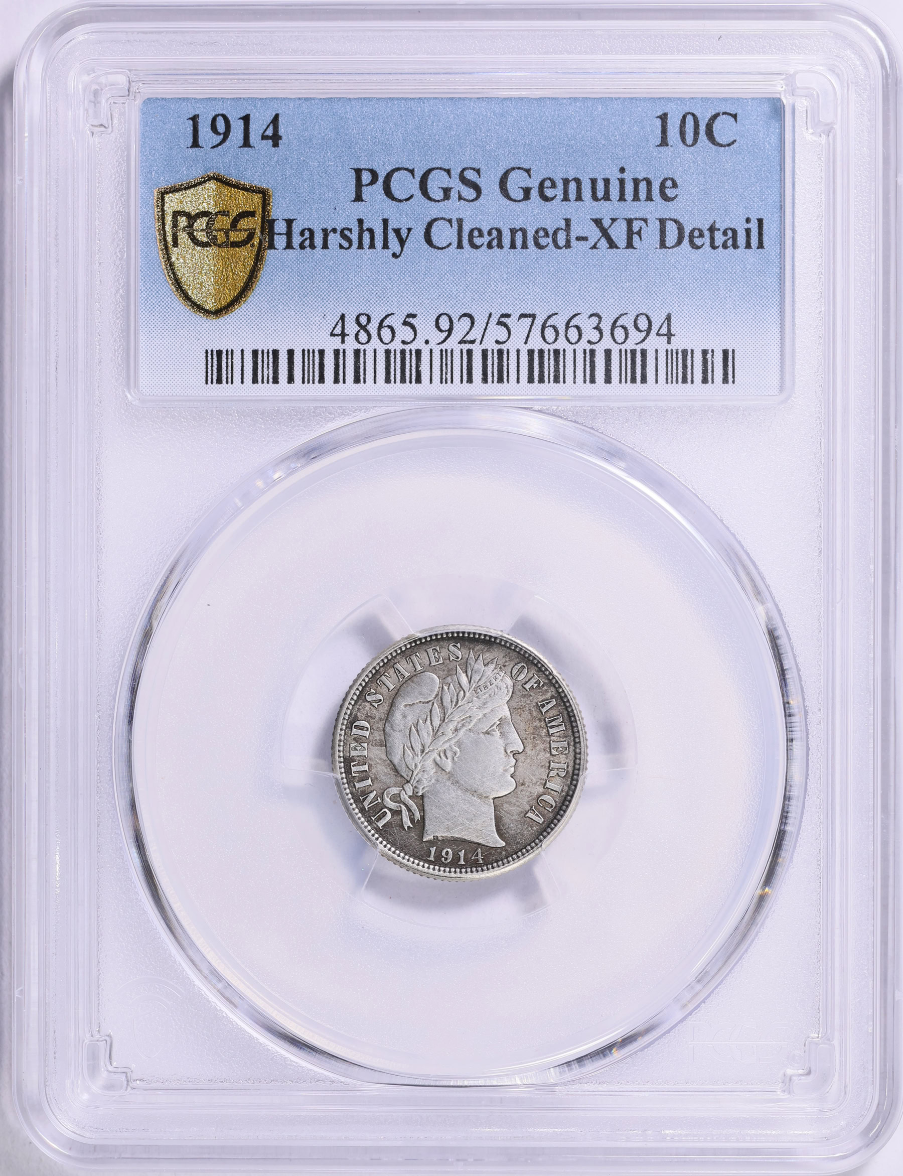 1914 Barber Dime PCGS Genuine XF Details (Item 1926649 ...