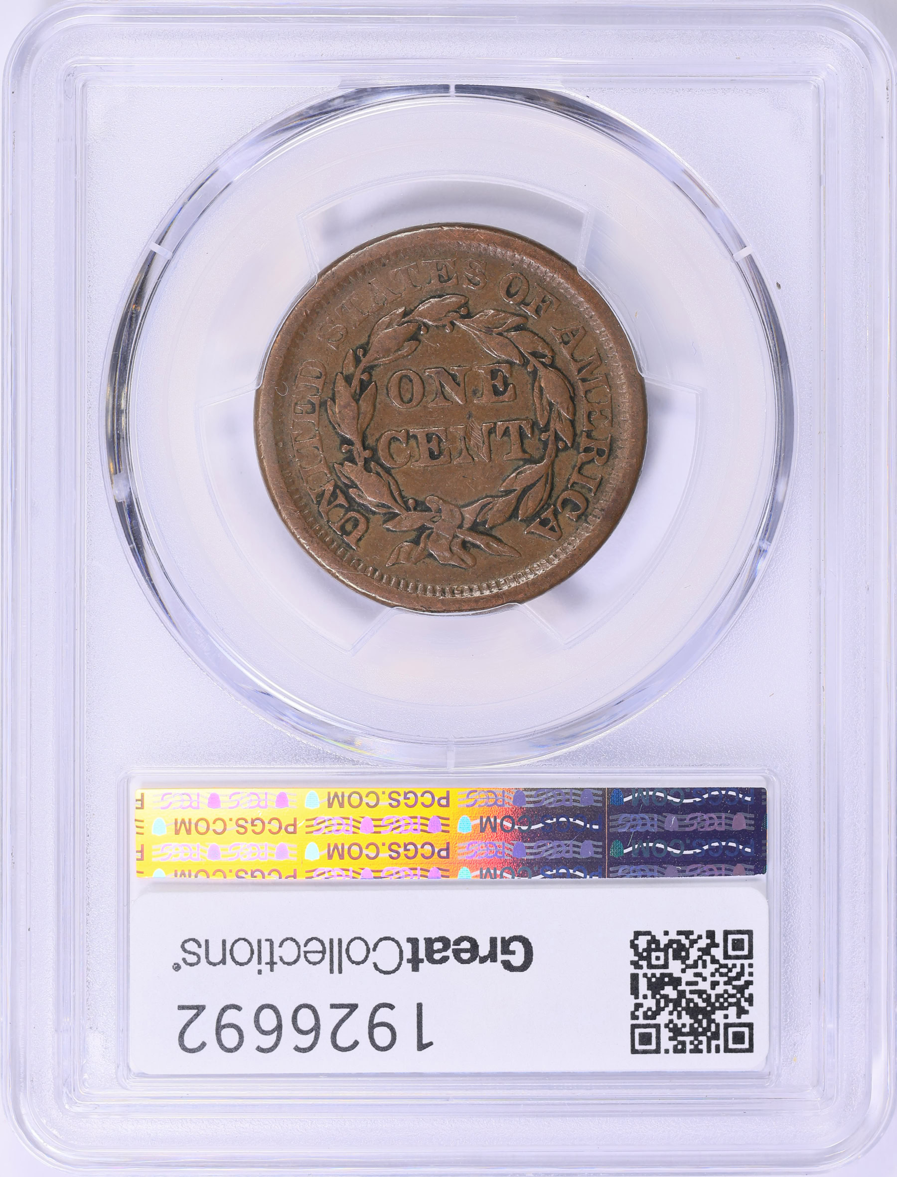 1856 Braided Hair Cent Slanted 5 Newcomb 14 PCGS VF-25 BN (Item 1926692 ...