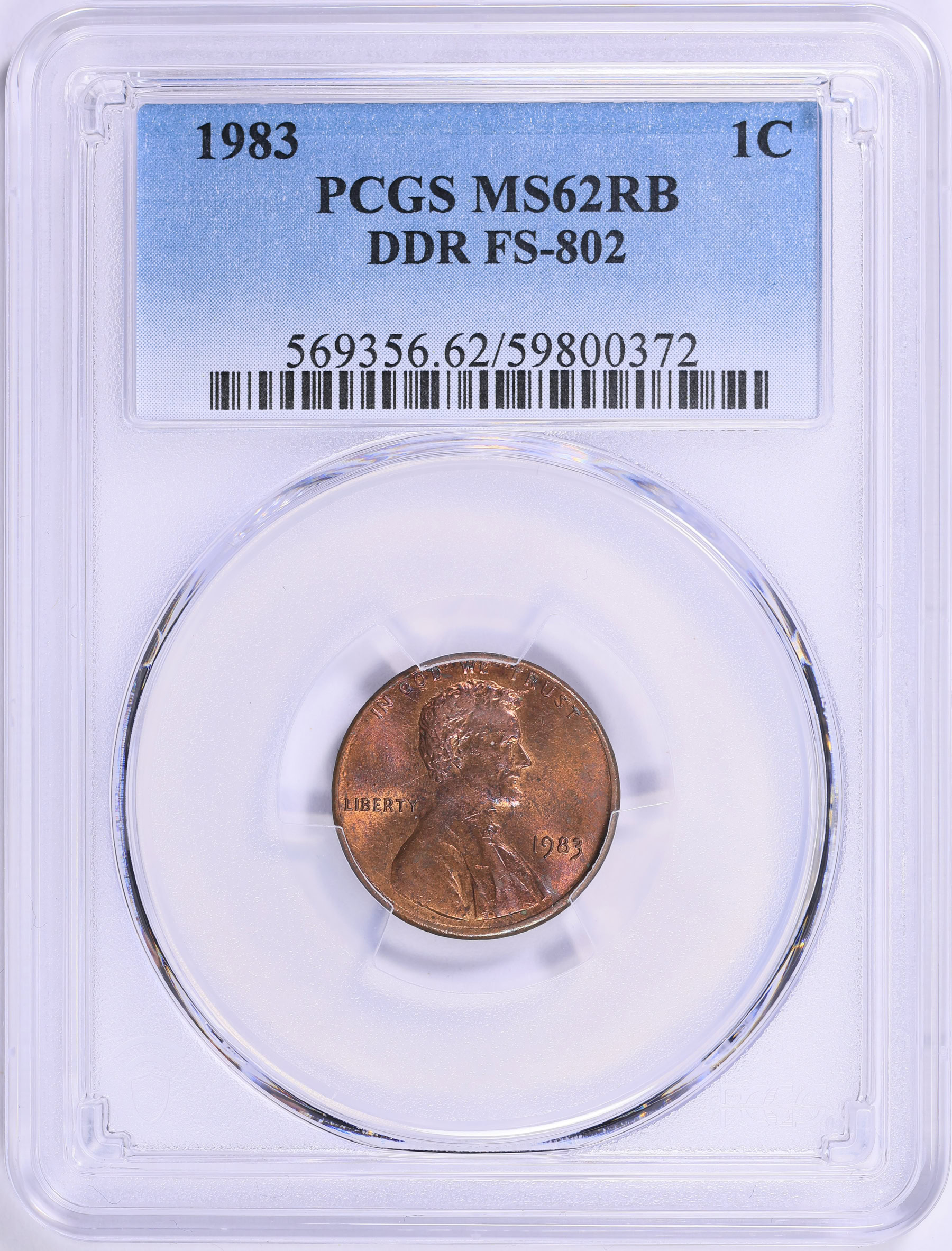 1983 Lincoln Cent Doubled Die Reverse FS-802 PCGS MS-62 RB (Toned ...