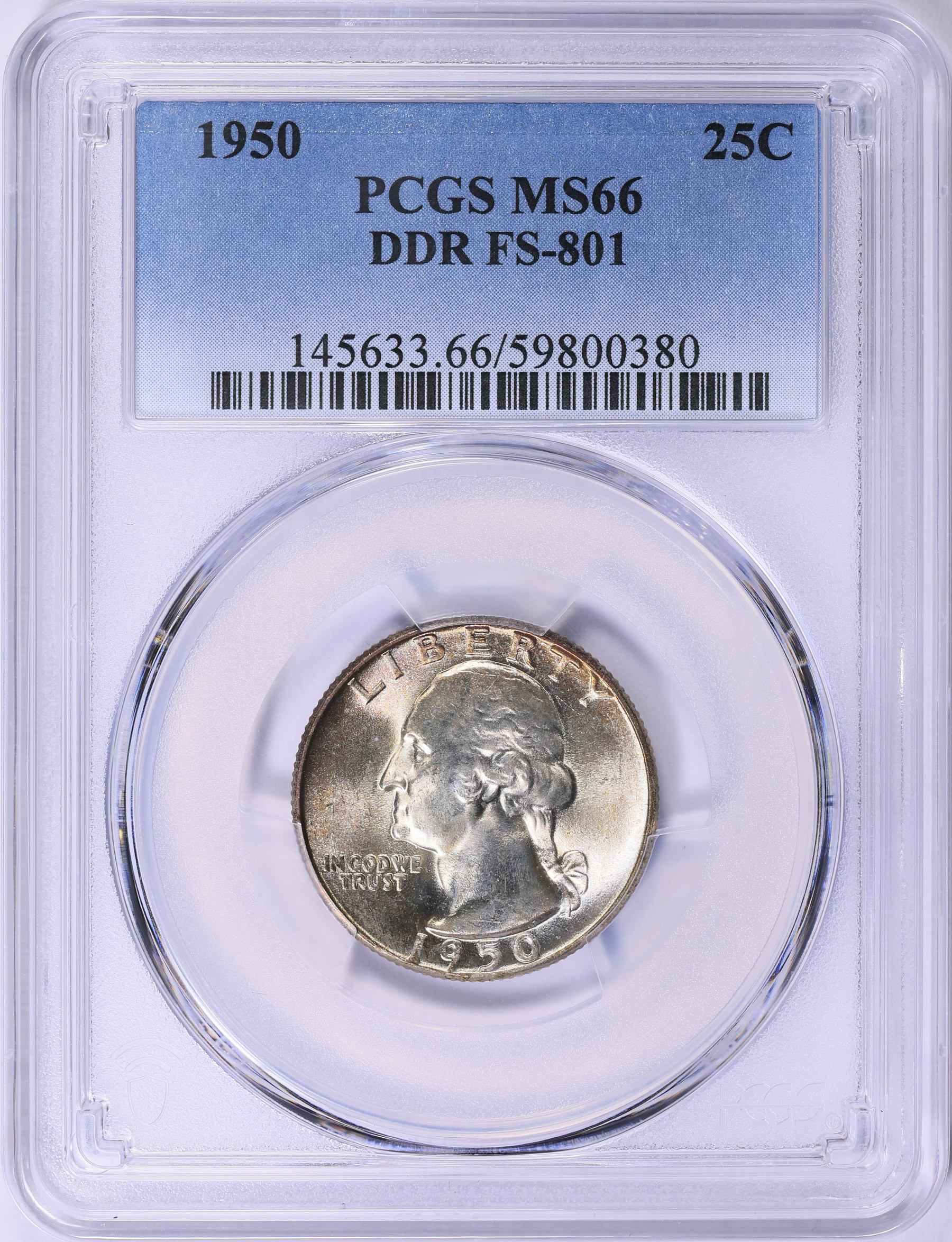 1950 Washington Quarter Doubled Die Reverse FS-801 PCGS MS-66 (Toned ...