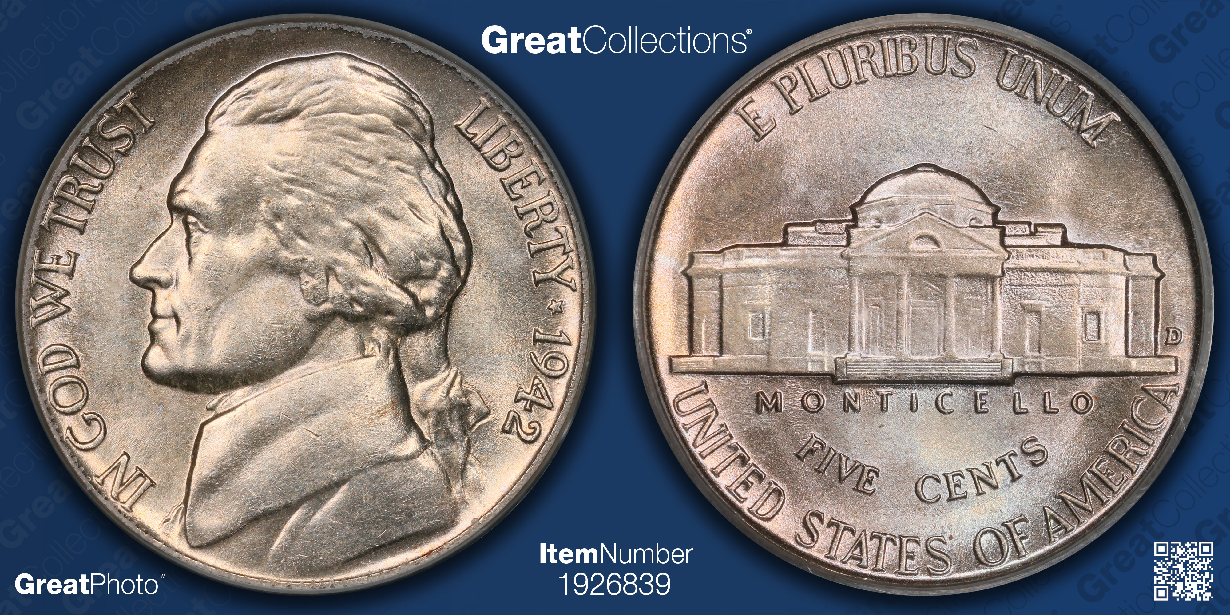 1942-D Jefferson Nickel Type 1 PCGS MS-64 FS (Item 1926839 ...