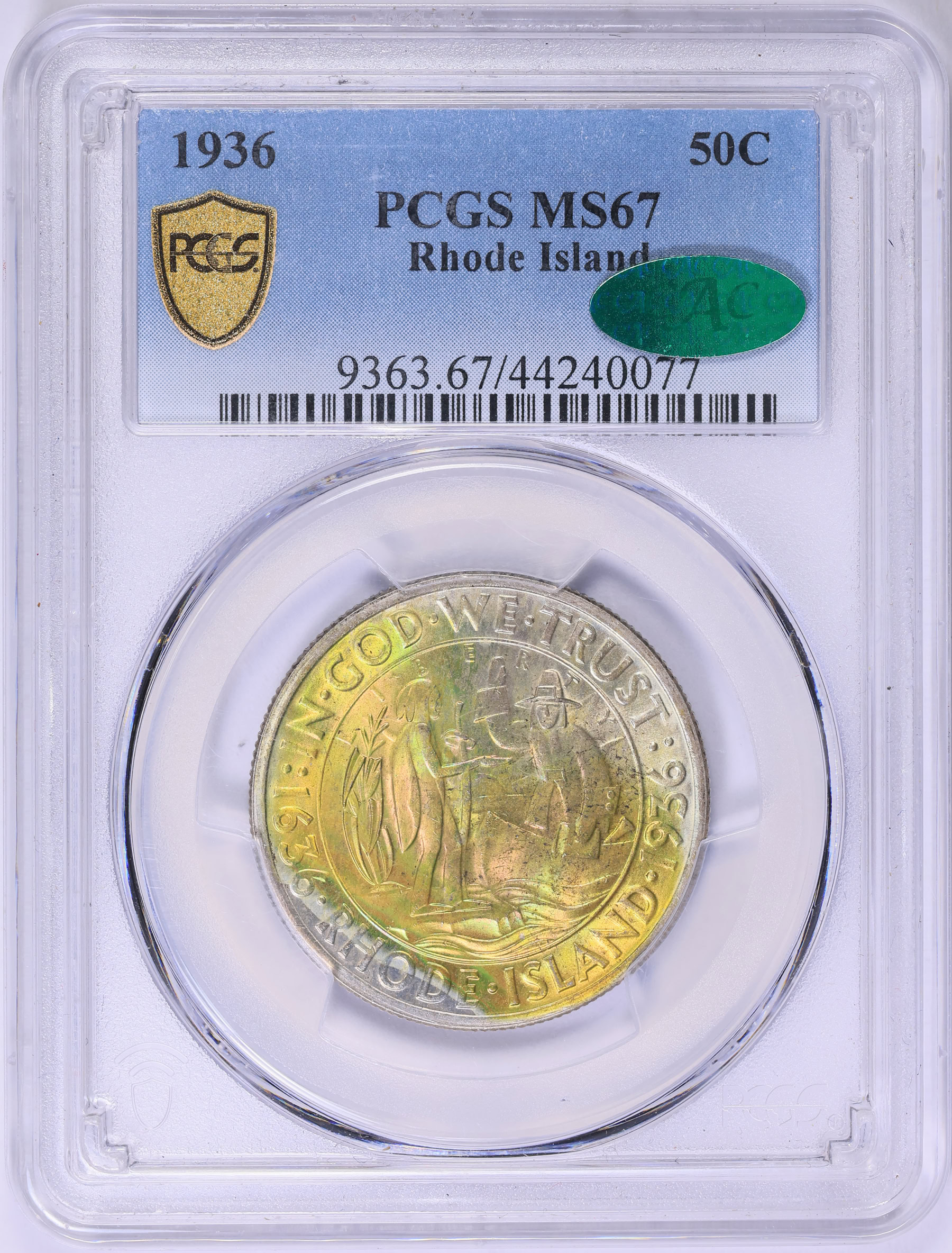 1936 Providence, Rhode Island Tercentenary Half Dollar PCGS MS-67 (CAC ...