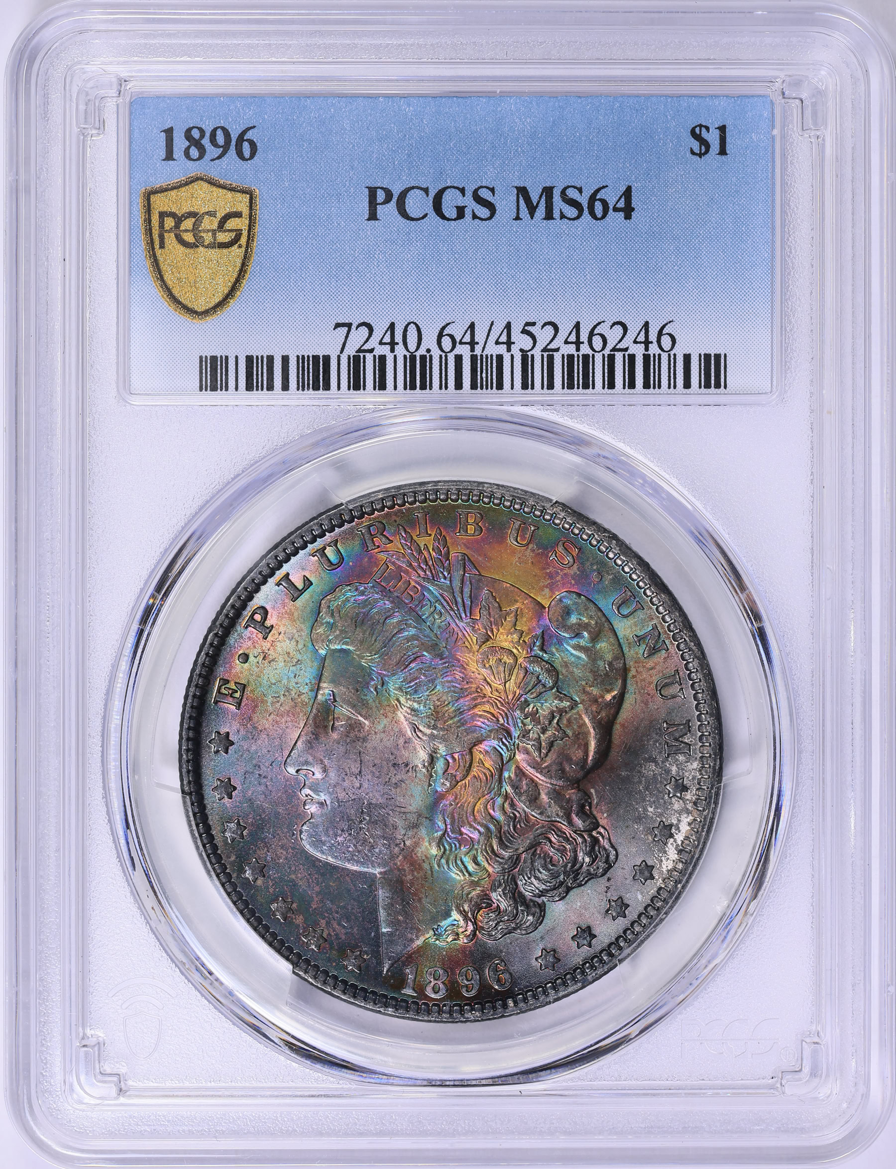 1896 Morgan Silver Dollar PCGS MS-64 (Toned) (Item 1927594) | GreatCollections Coin Auctions
