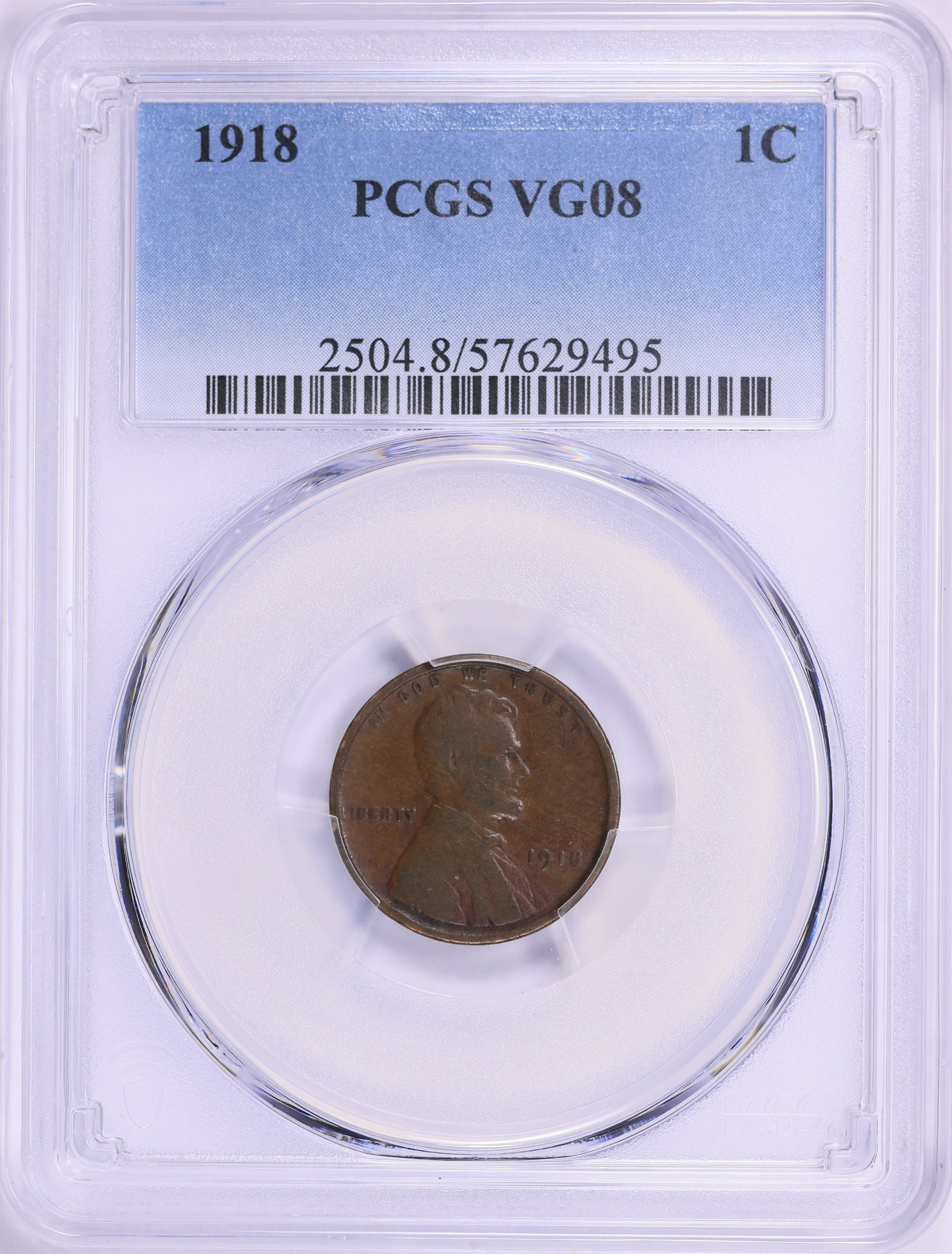 1918 Lincoln Cent PCGS VG-08 BN (Item 1927666) | GreatCollections Coin ...