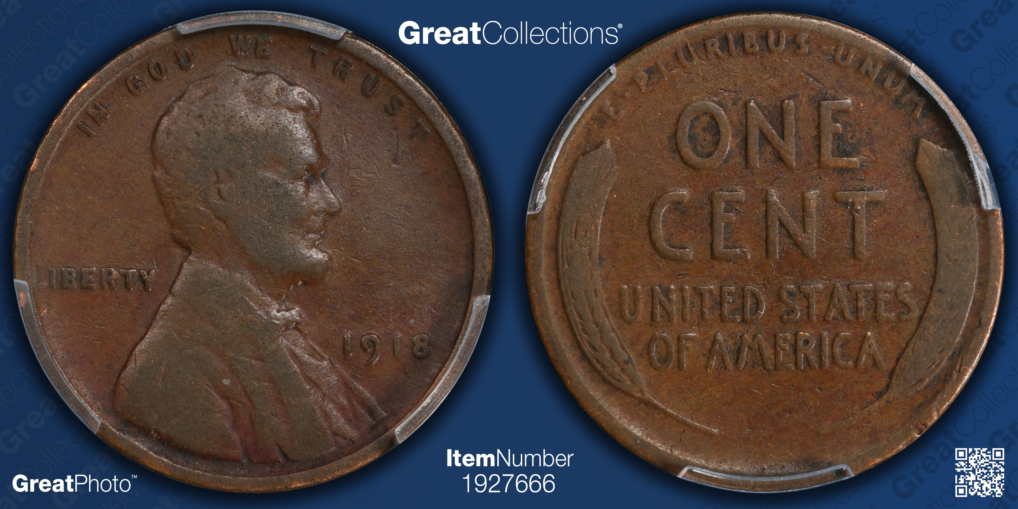 1918 Lincoln Cent PCGS VG-08 BN (Item 1927666) | GreatCollections Coin ...