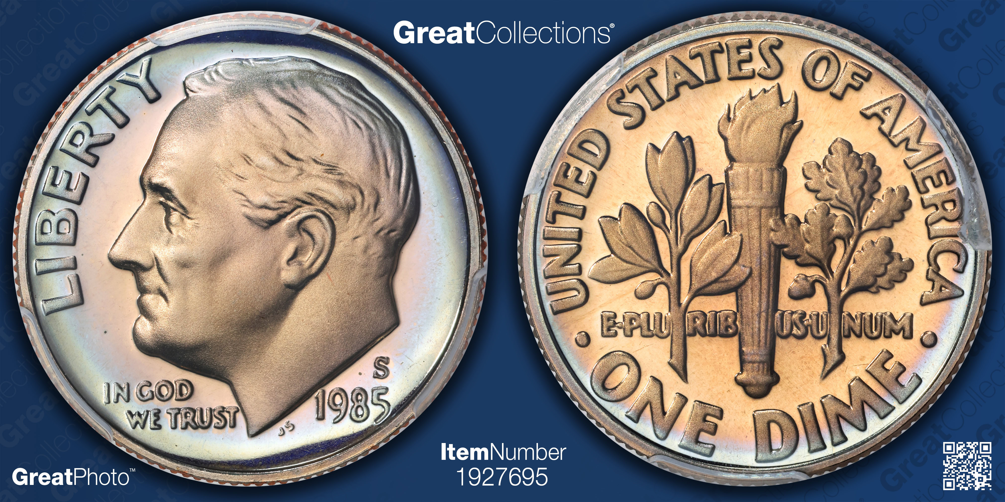 1985-S Roosevelt Dime PCGS Proof-69 DCAM (Toned) (Item 1927695 ...