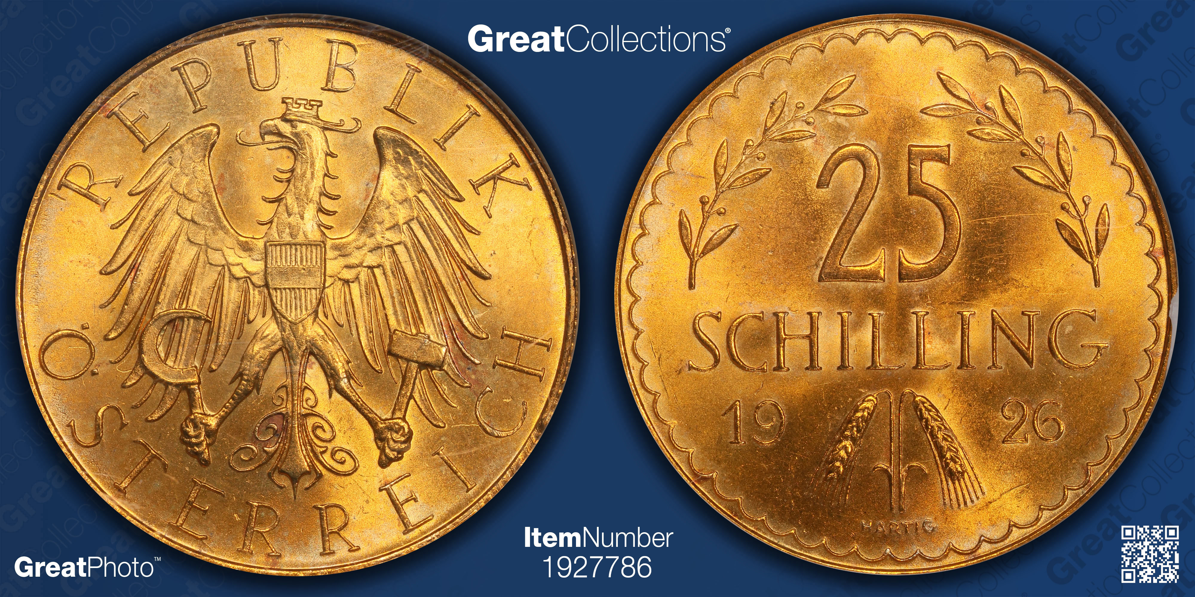 Austria 1926 Gold 25 Schilling KM-2841 NGC MS-63 (AGW = 0.1702 Oz ...