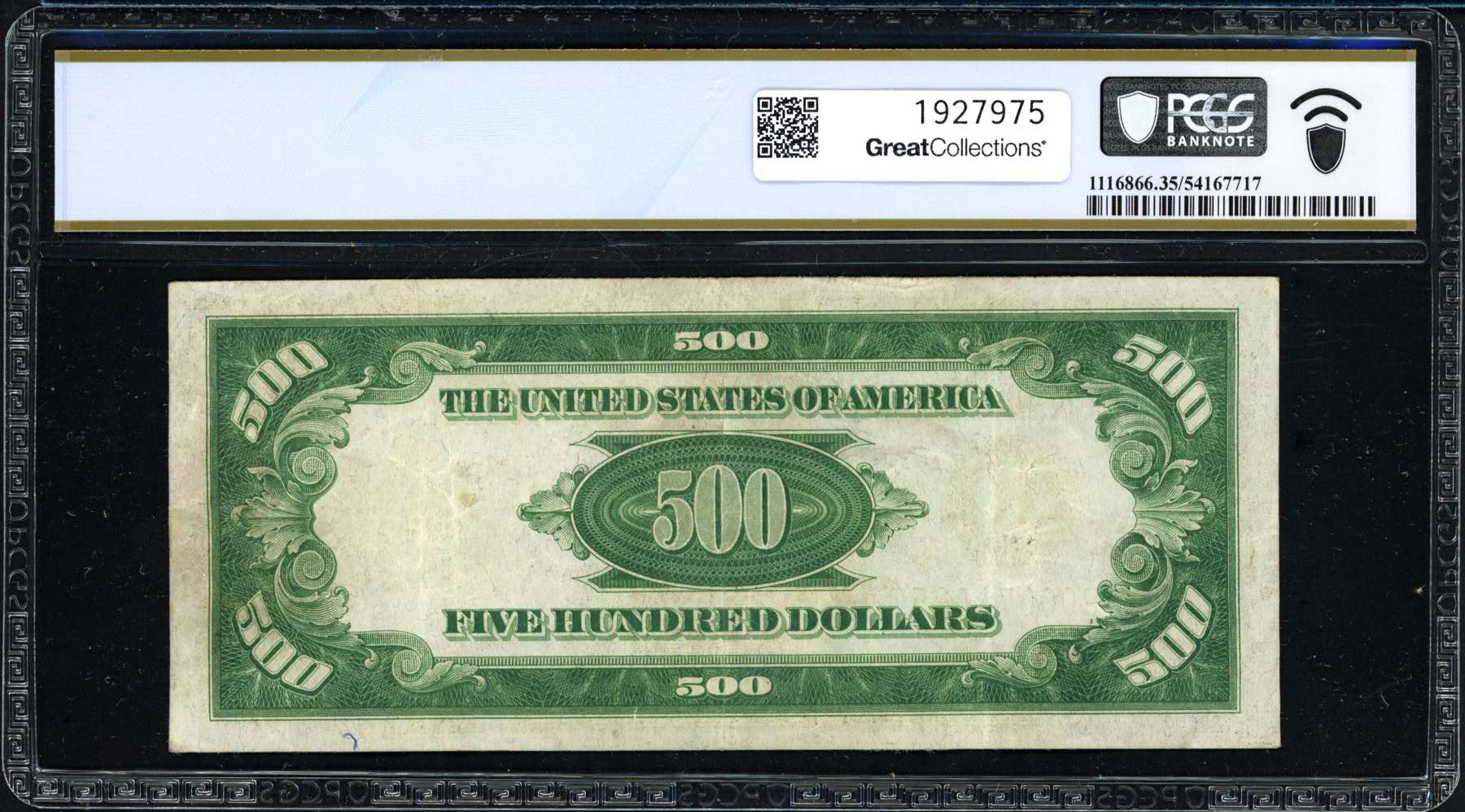 Fr. 2201-Blgs Light Green (BA Block) 1934 $500 New York Federal Reserve ...
