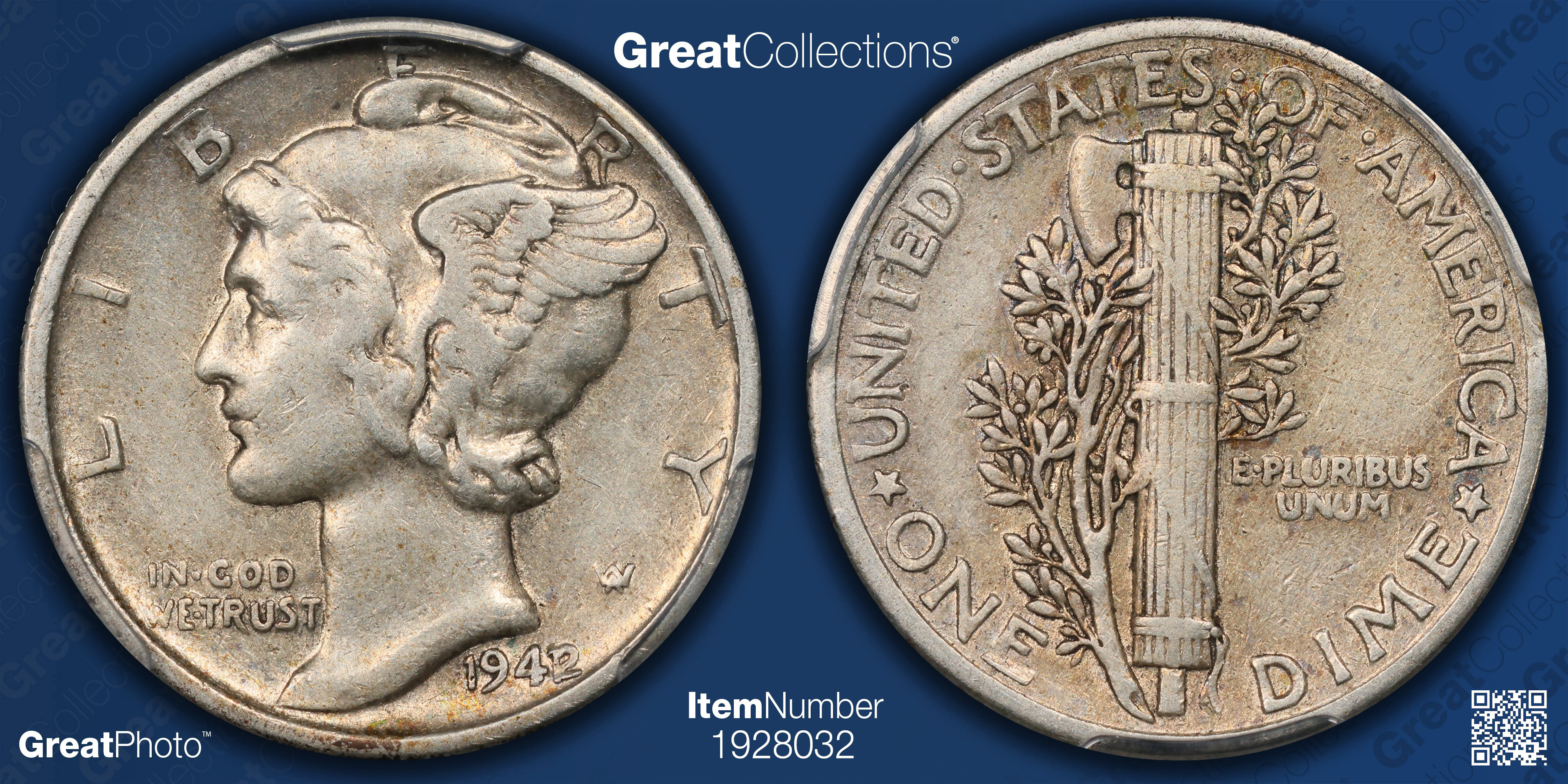 1942/1 Mercury Dime PCGS XF-40 (Item 1928032) | GreatCollections Coin ...