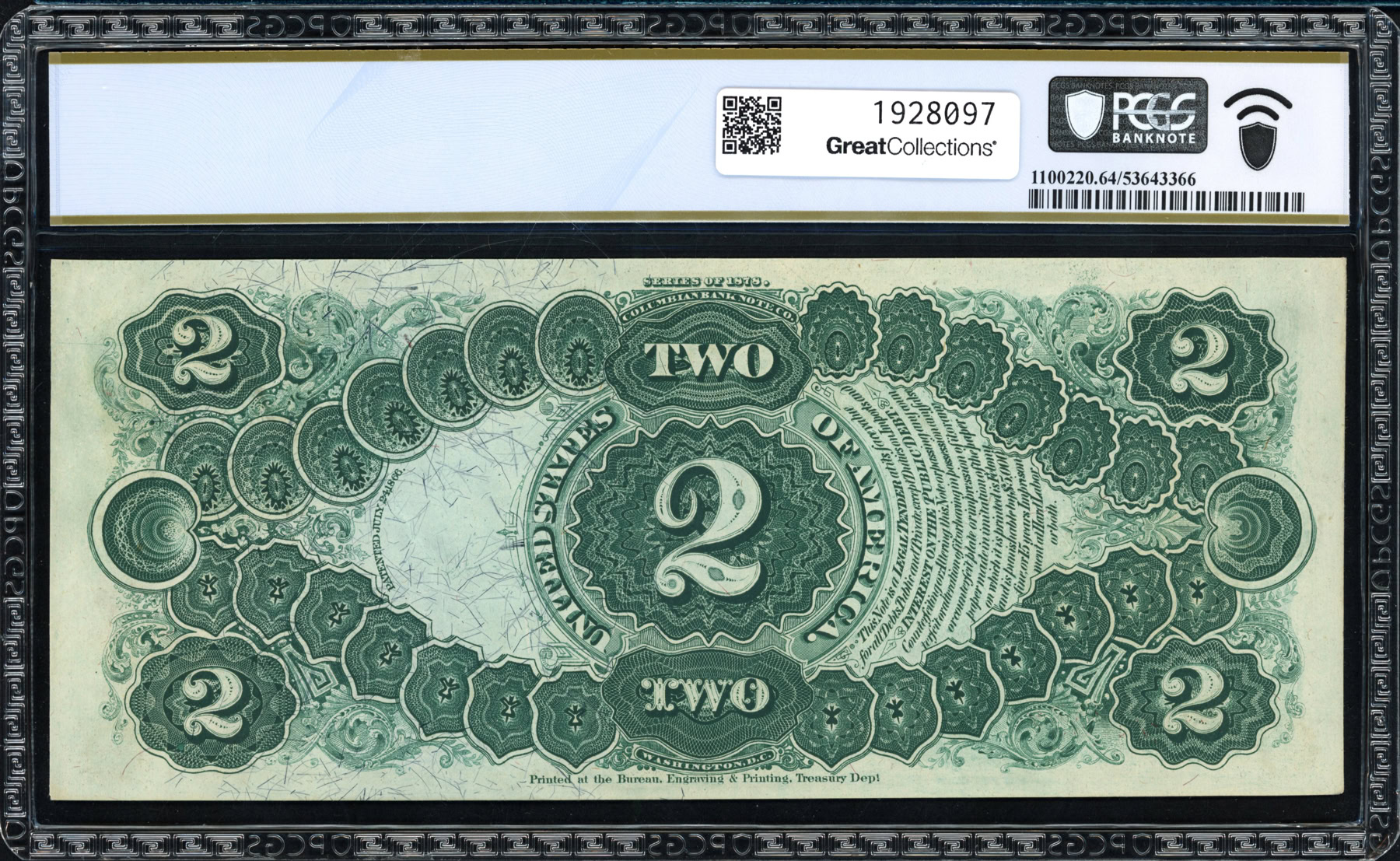 Fr. 48 1878 $2 Legal Tender Note Allison / Gilfillan PCGS Banknote ...