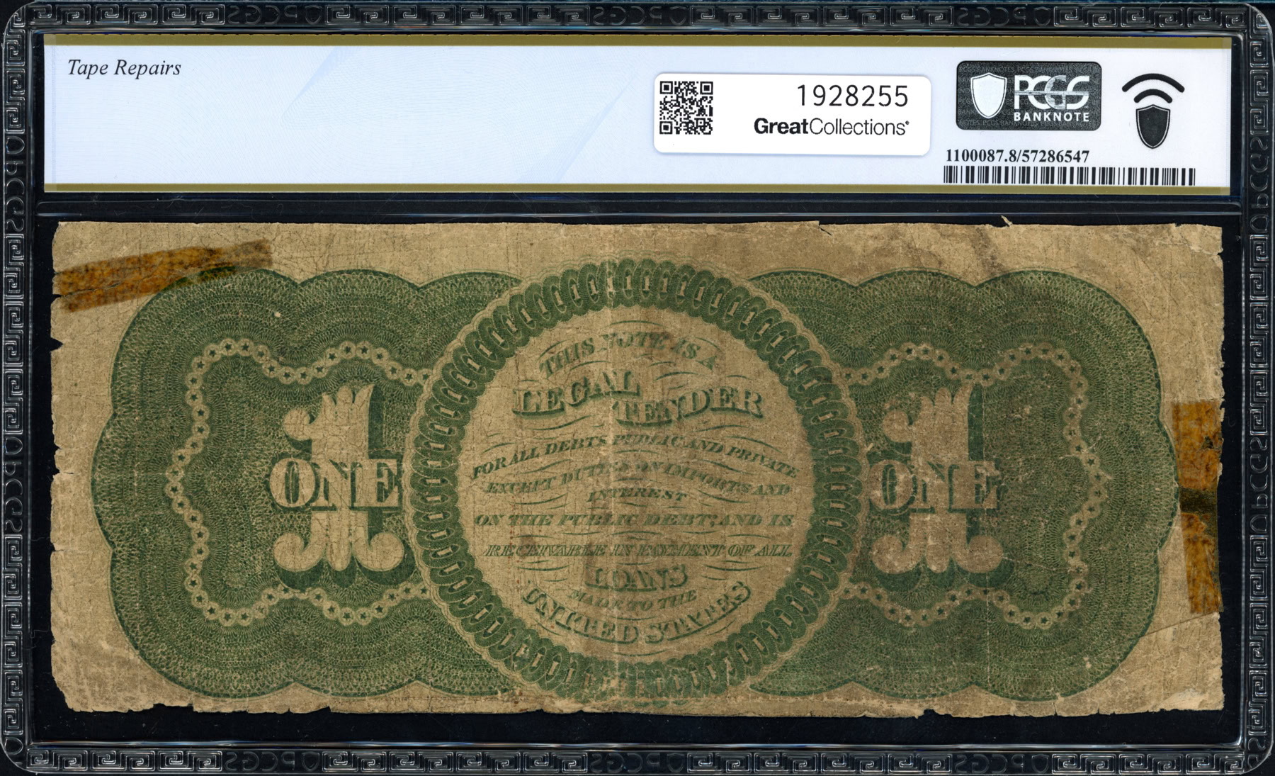 Fr. 16 1862 $1 Legal Tender Note Type 2, Series 177 Chittenden ...