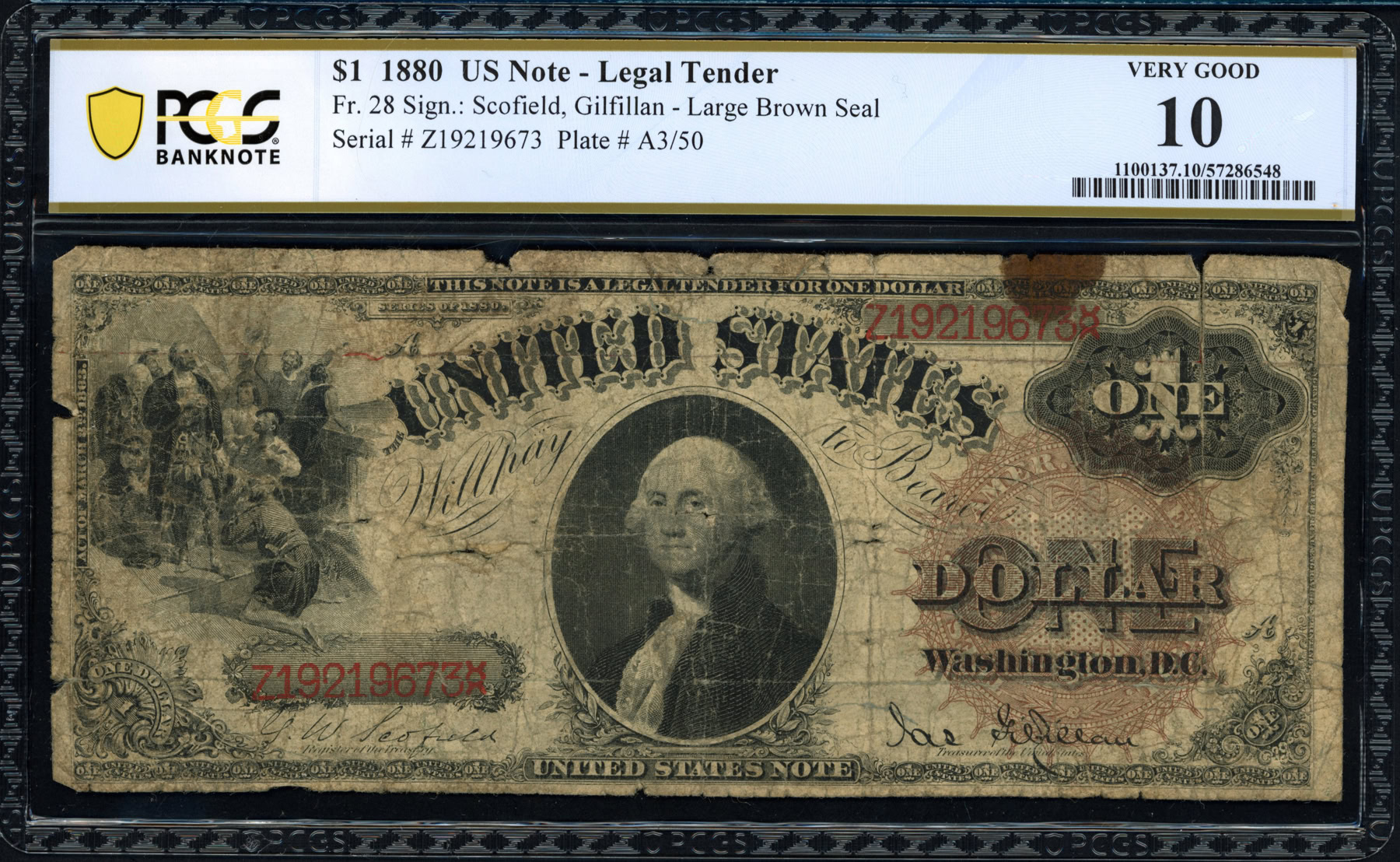 Fr. 28 1880 $1 Legal Tender Note Scofield / Gilfillan PCGS Banknote ...