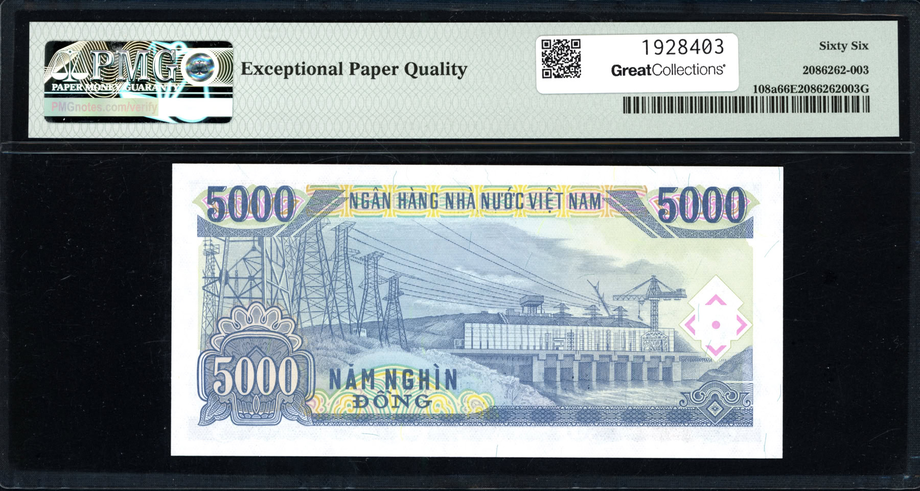 Vietnam 1991 (ND 1993) 5,000 Dong State Bank Note SCWPM-108a PMG Gem ...