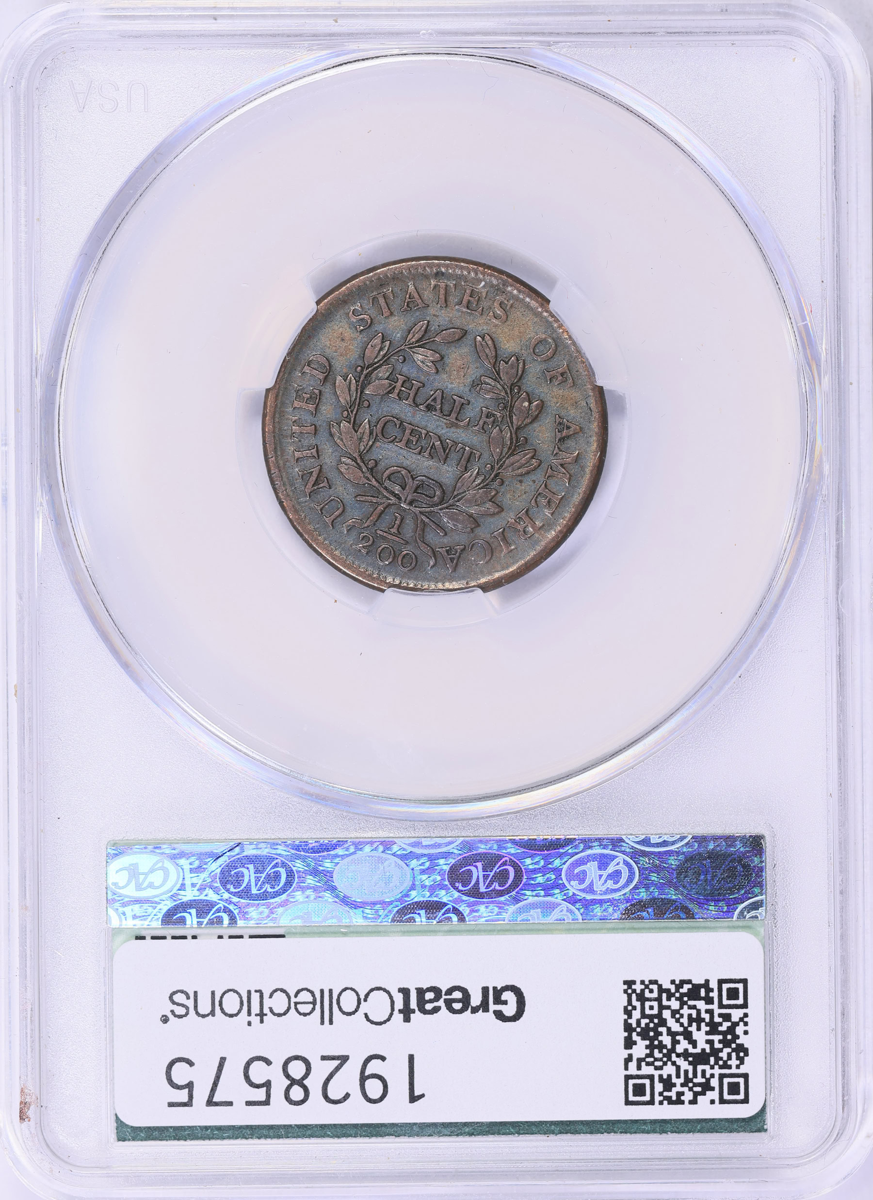 1804 Draped Bust Half Cent Crosslet 4, Stems CACG AU Details (Item ...