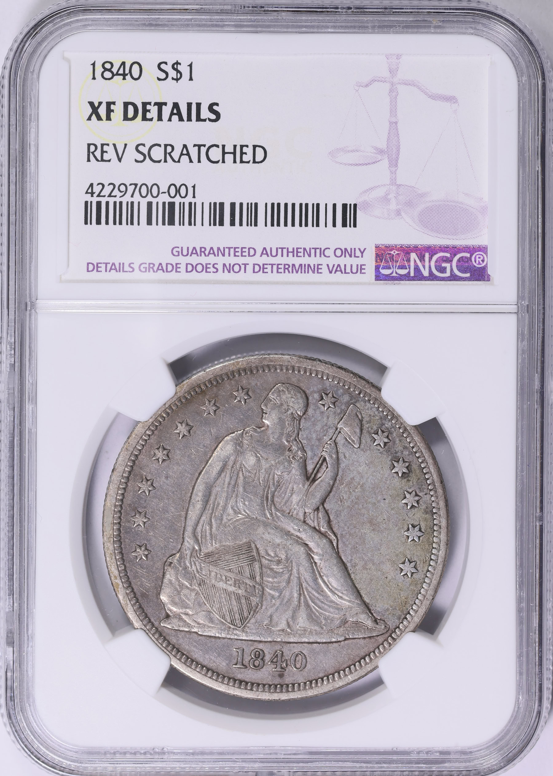 1840 Seated Liberty Silver Dollar NGC XF Details (Item 1928728 ...