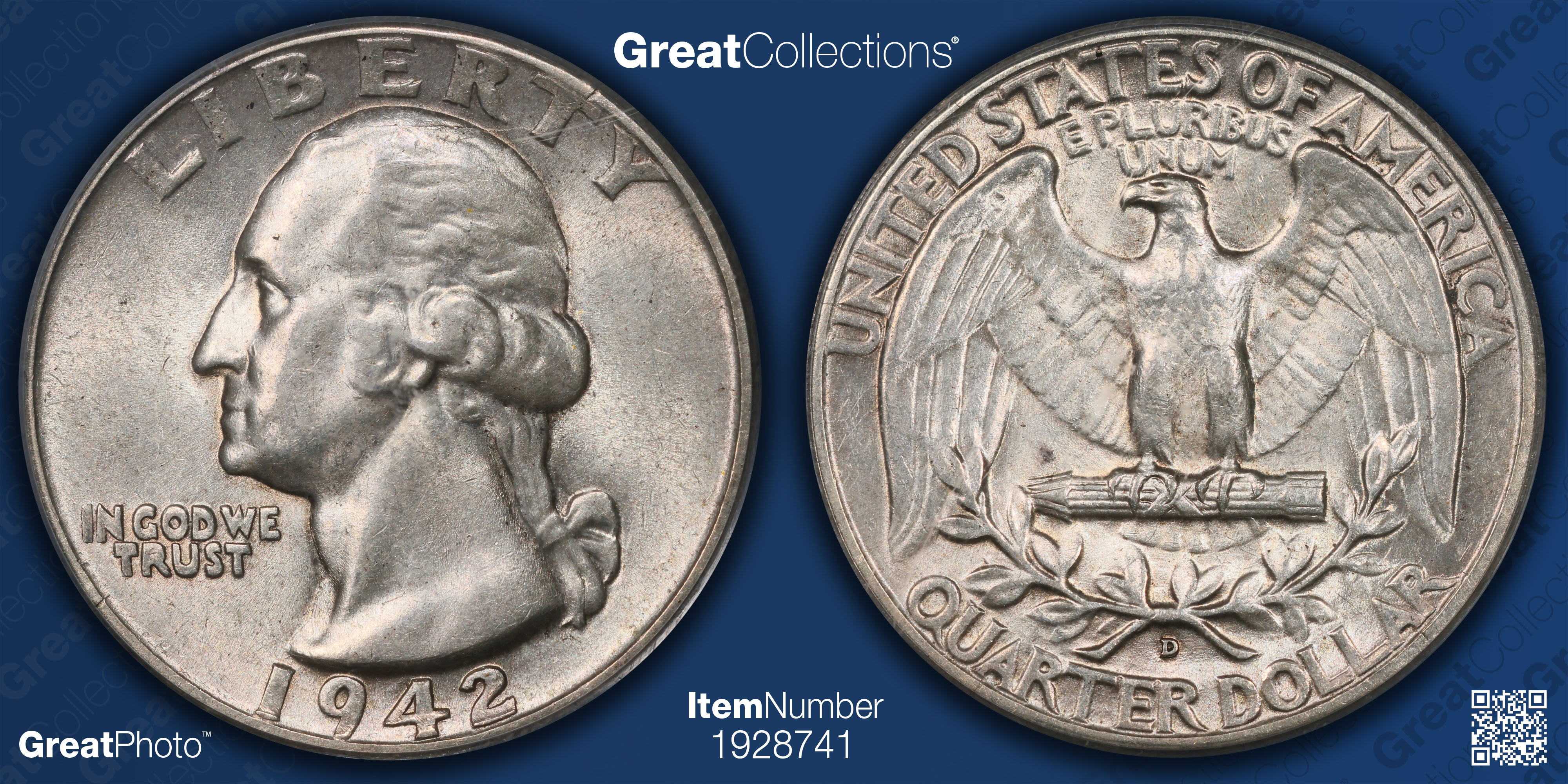 1942-D Washington Quarter Doubled Die Obverse PCGS AU-58 (CAC Green ...