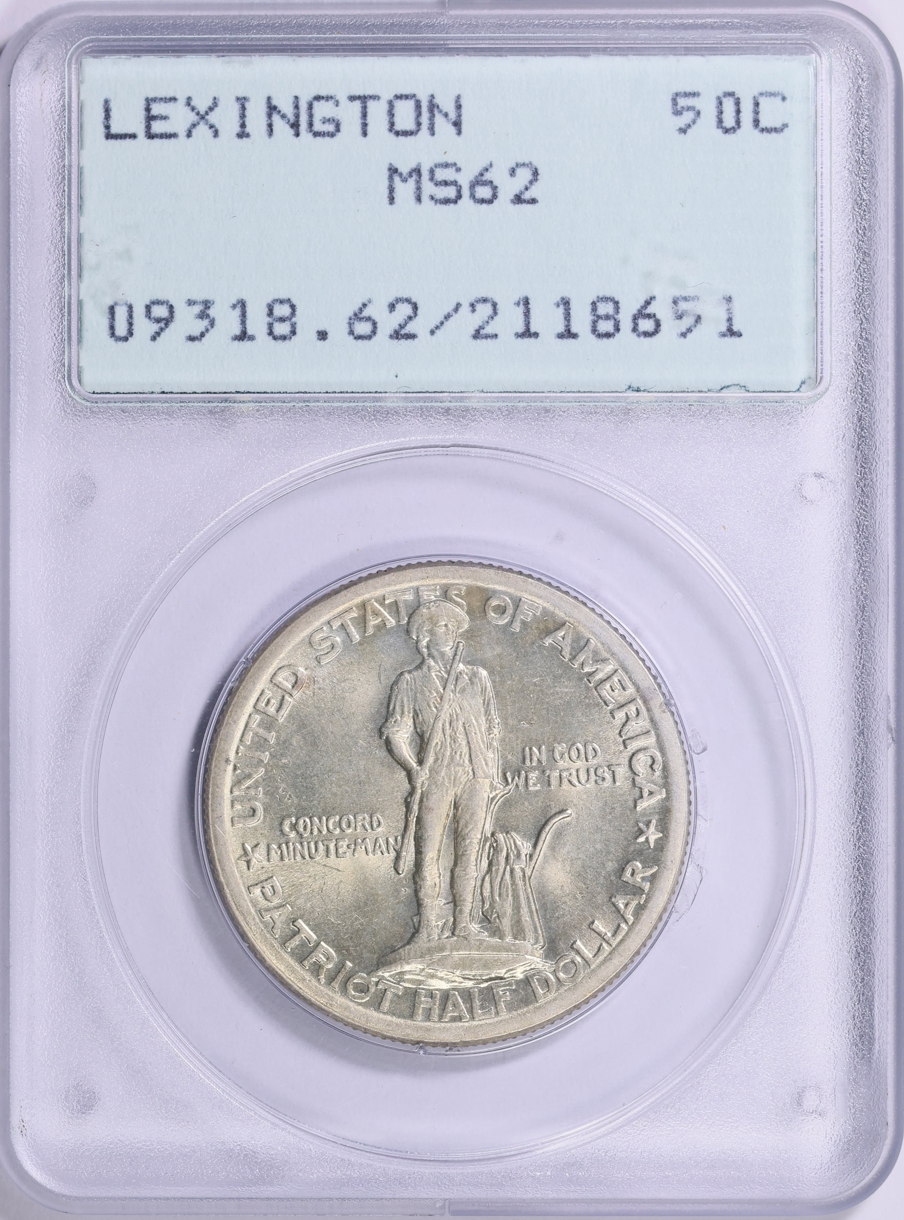 1925 Lexington-Concord Sesquicentennial Half Dollar PCGS MS-62 OGH (1st ...
