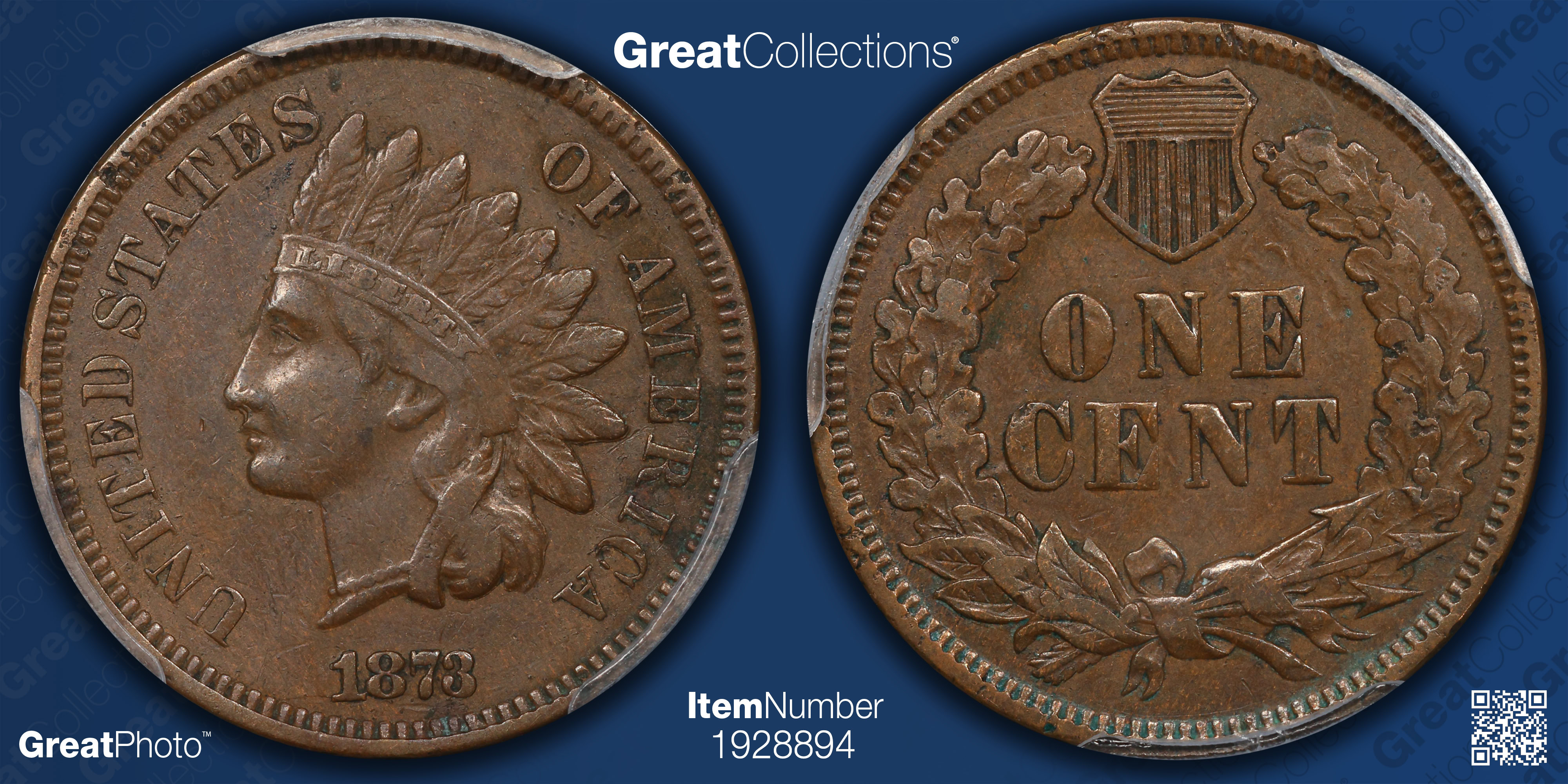 1873 Indian Cent Doubled LIBERTY PCGS VF-35 BN (Item 1928894 ...