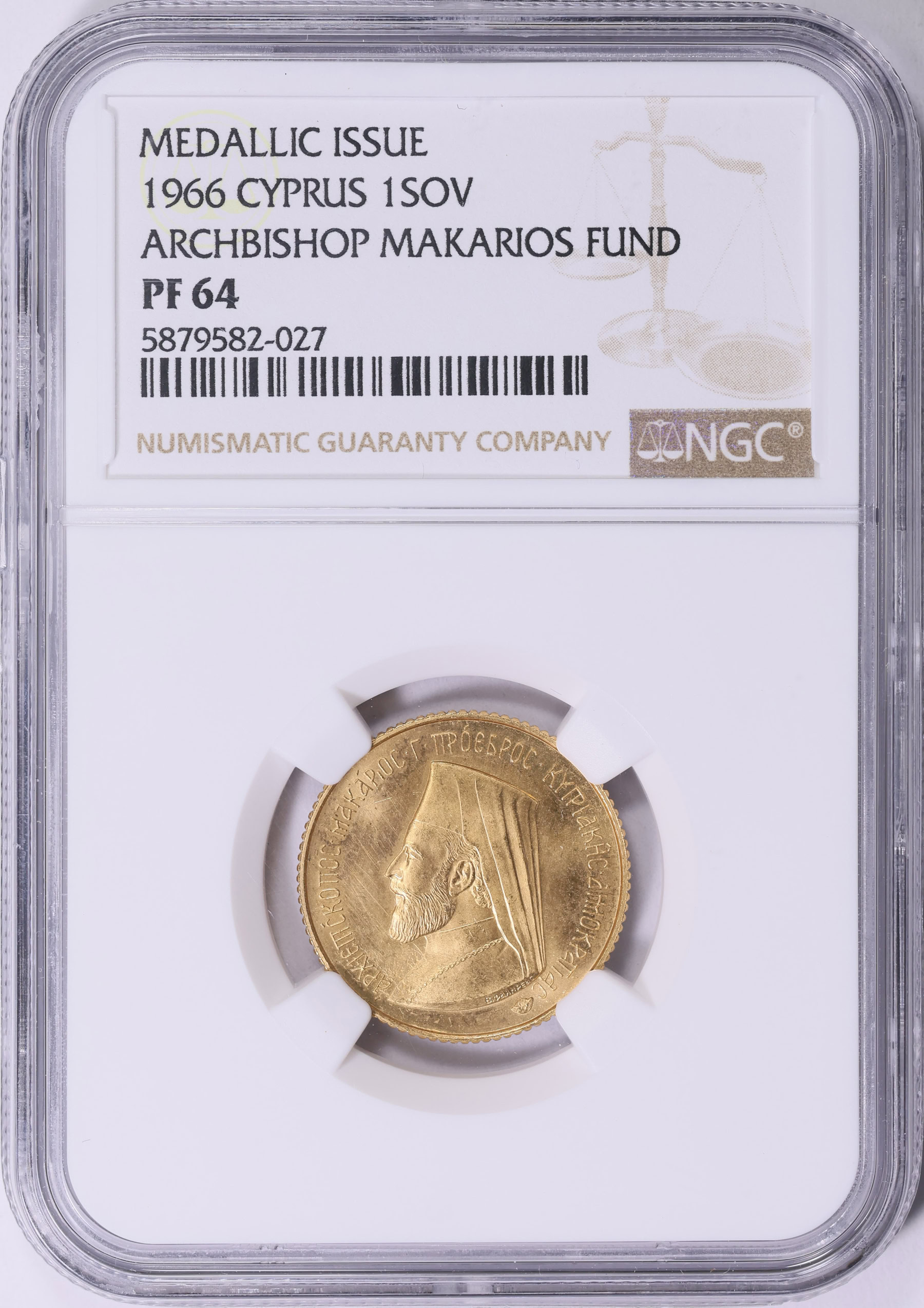 Cyprus 1966 Gold Sovereign Archbishop Makarios Fund KM-XM4 NGC Proof-64 ...
