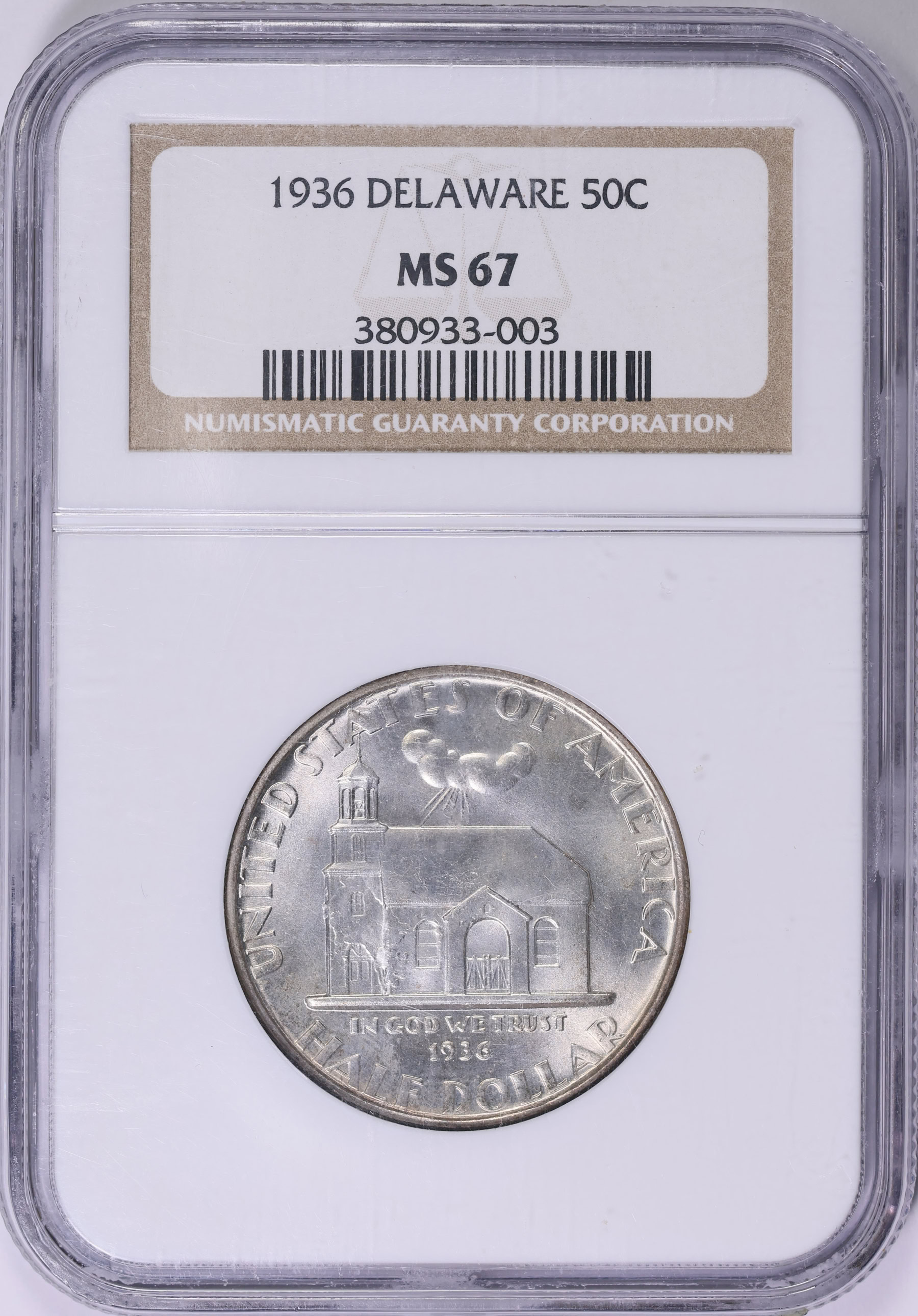 1936 Delaware Tercentenary Half Dollar NGC MS-67 (Item 1928995 ...