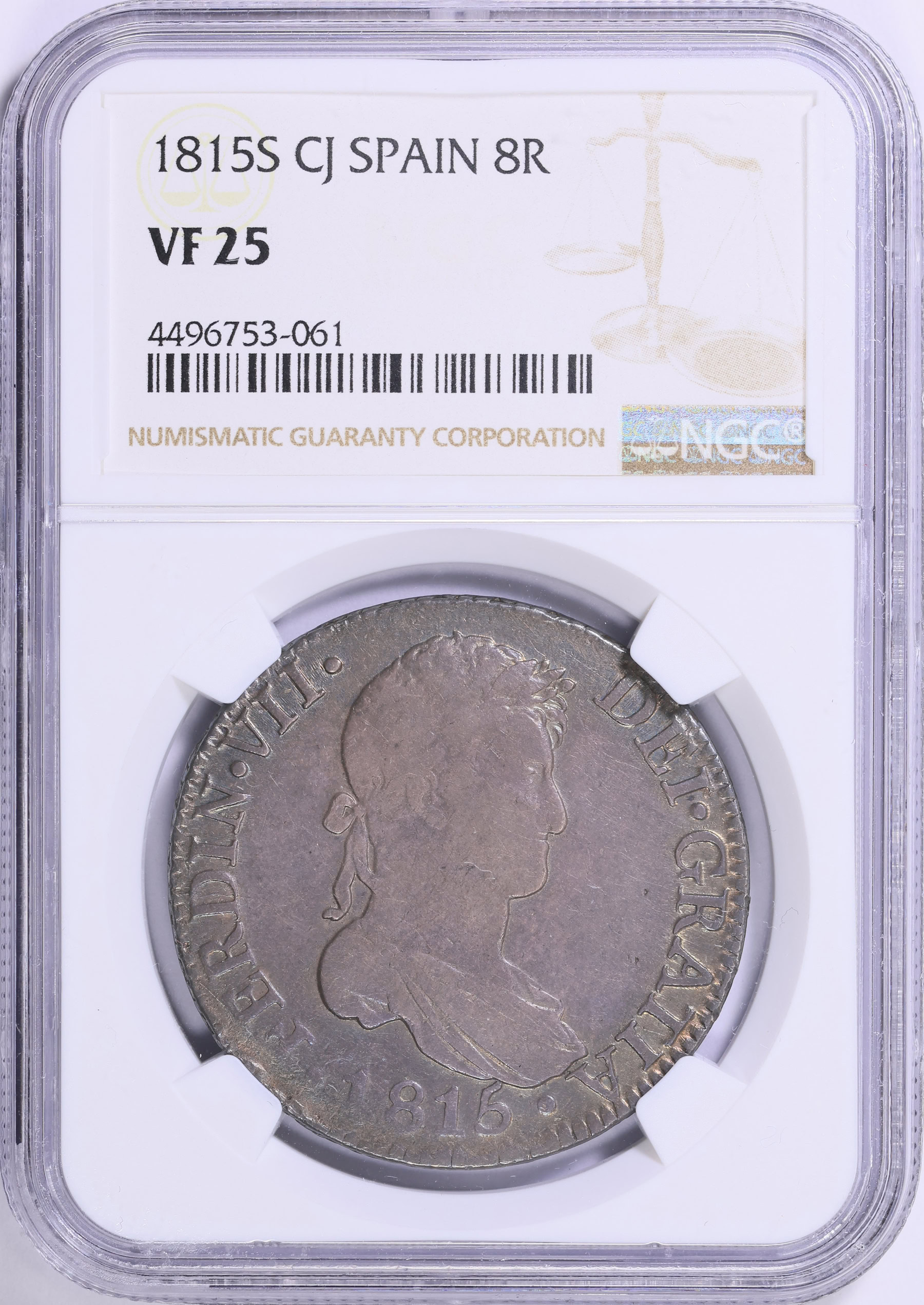 Spain 1815-S CJ Silver 8 Reales KM-466.4 NGC VF-25 (Toned) | NGC Cert ...