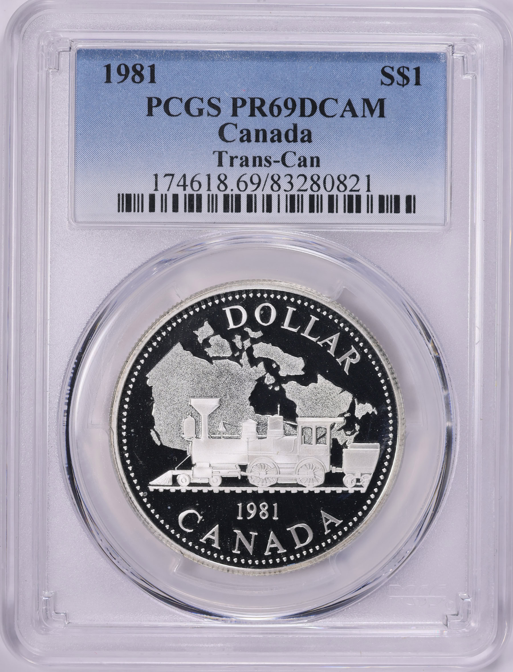 Canada 1981 Silver Dollar Trans-Canada Railroad KM-130 PCGS Proof-69 ...