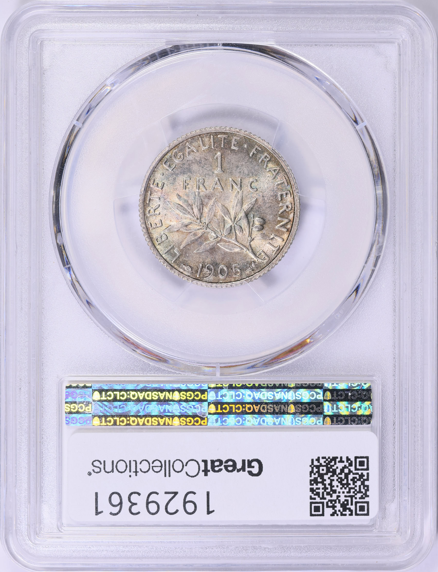 France 1905 Silver Franc KM-844.1 PCGS MS-63 (Toned) (Item 1929361 ...