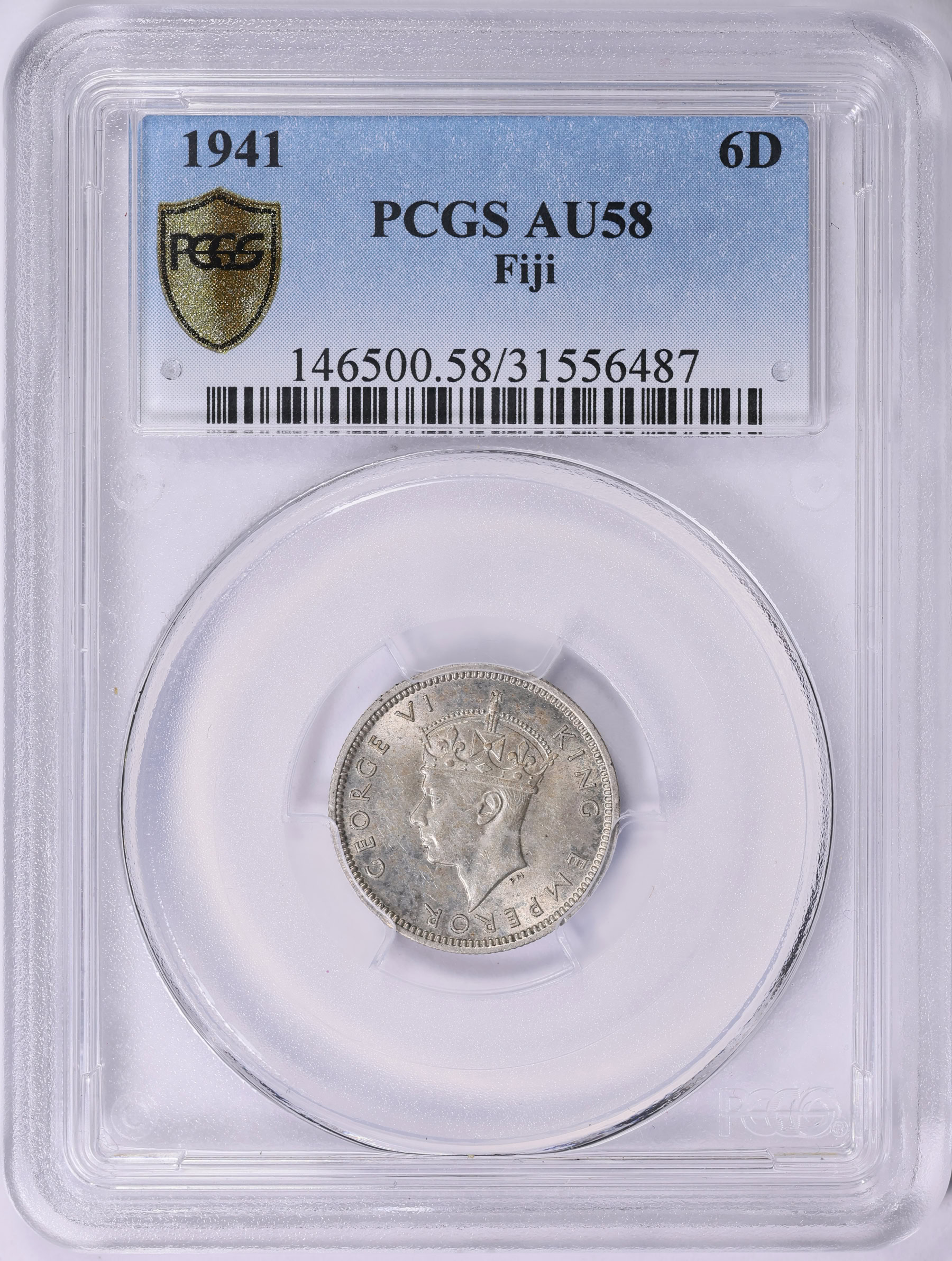 Fiji 1941 Silver 6 Pence KM-11 PCGS AU-58 (Item 1929409 ...