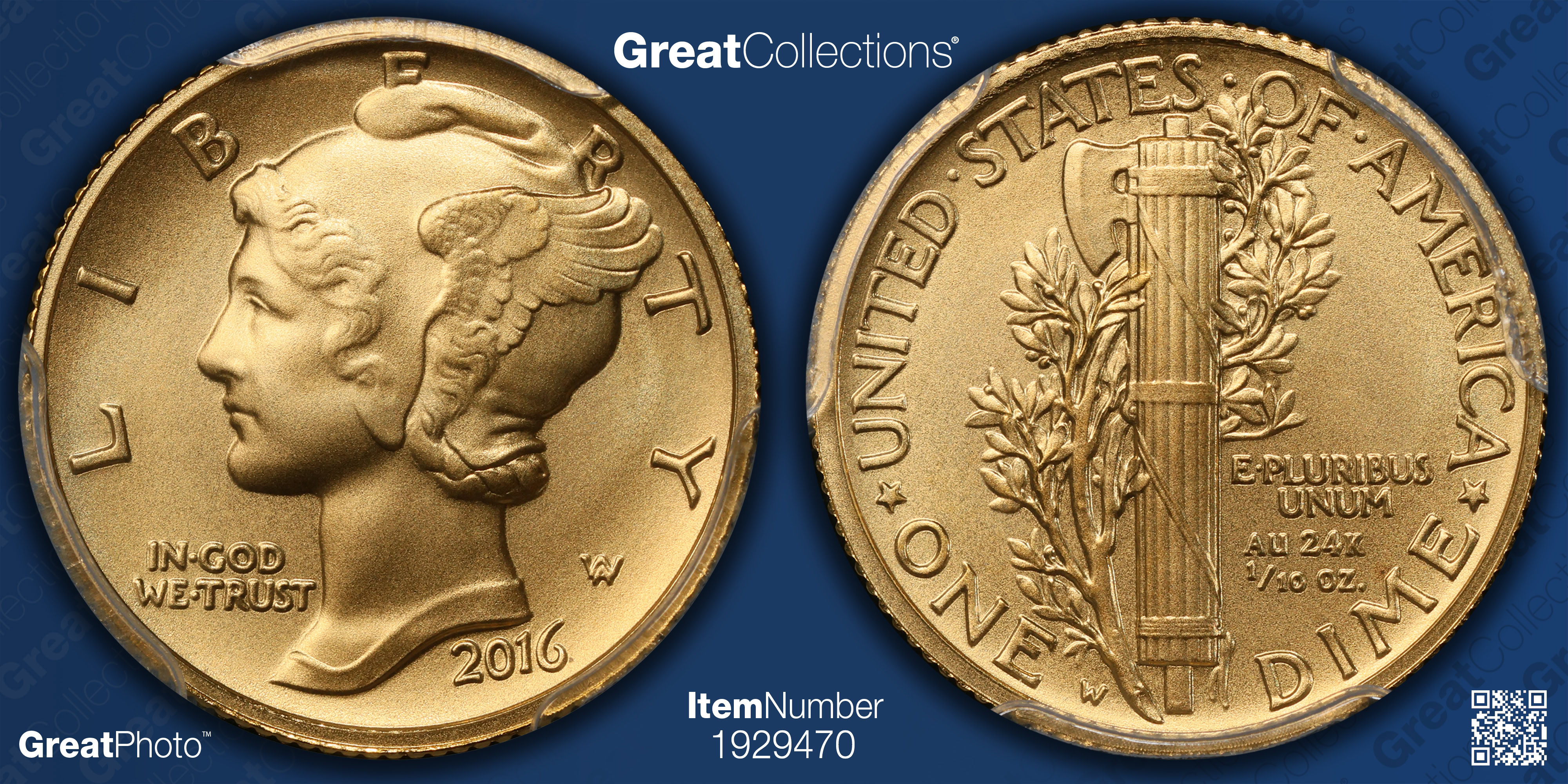 2016-W Mercury Dime 100th Anniversary Gold First Strike PCGS SP-70 ...