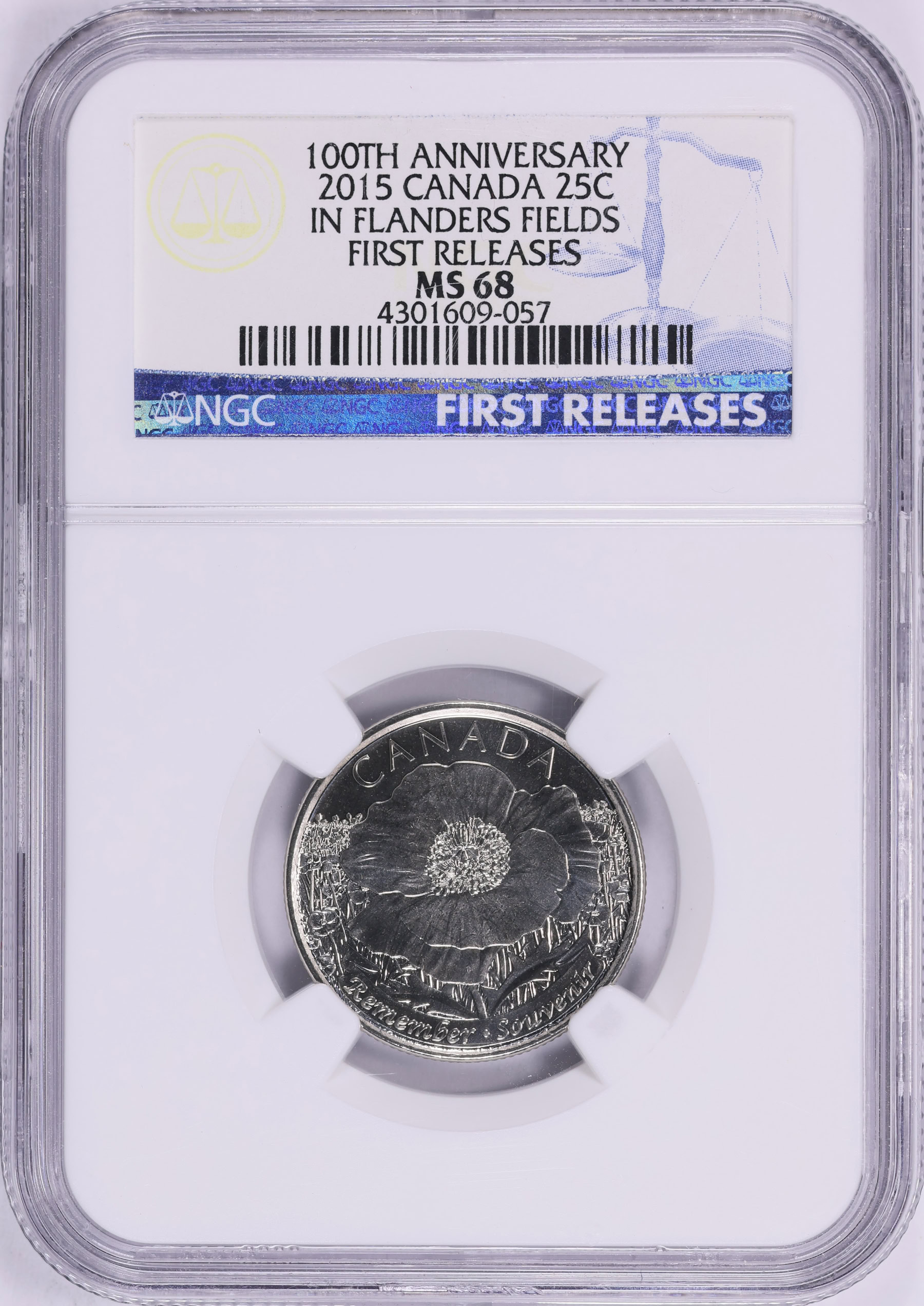 Canada 2015 25 Cents In Flanders Field 100th Anniversary First Releases ...
