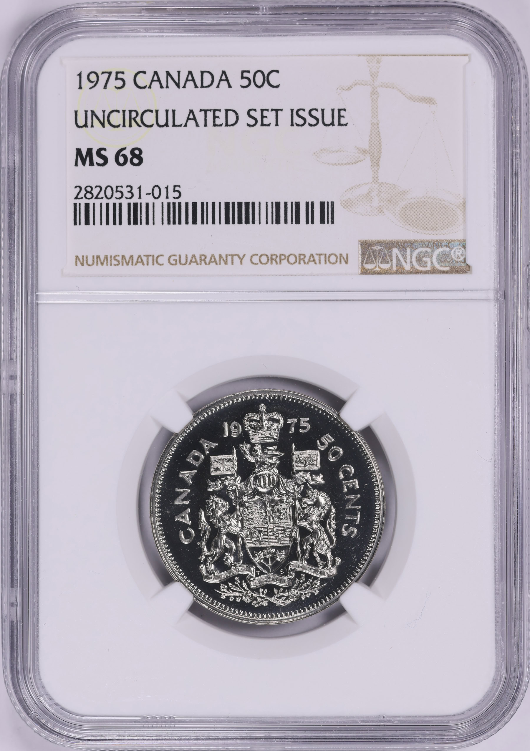 Canada 1975 50 Cents KM-75.1 Uncirculated Set Issue NGC MS-68 (Item ...