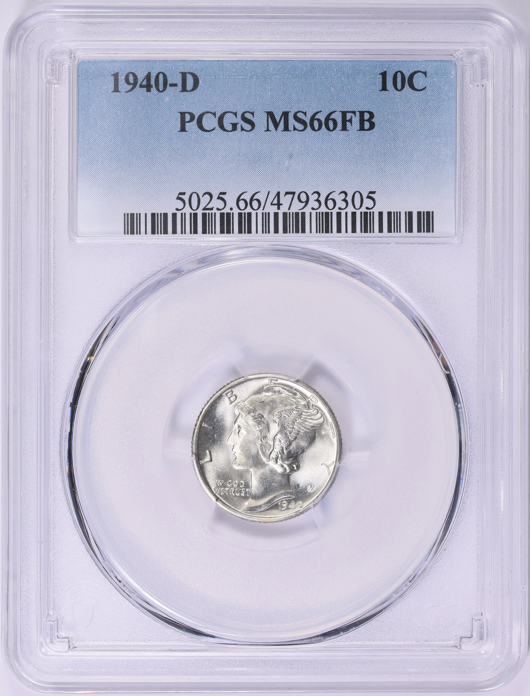1940-D Mercury Dime PCGS MS-66 FB (Item 1929778) | GreatCollections ...