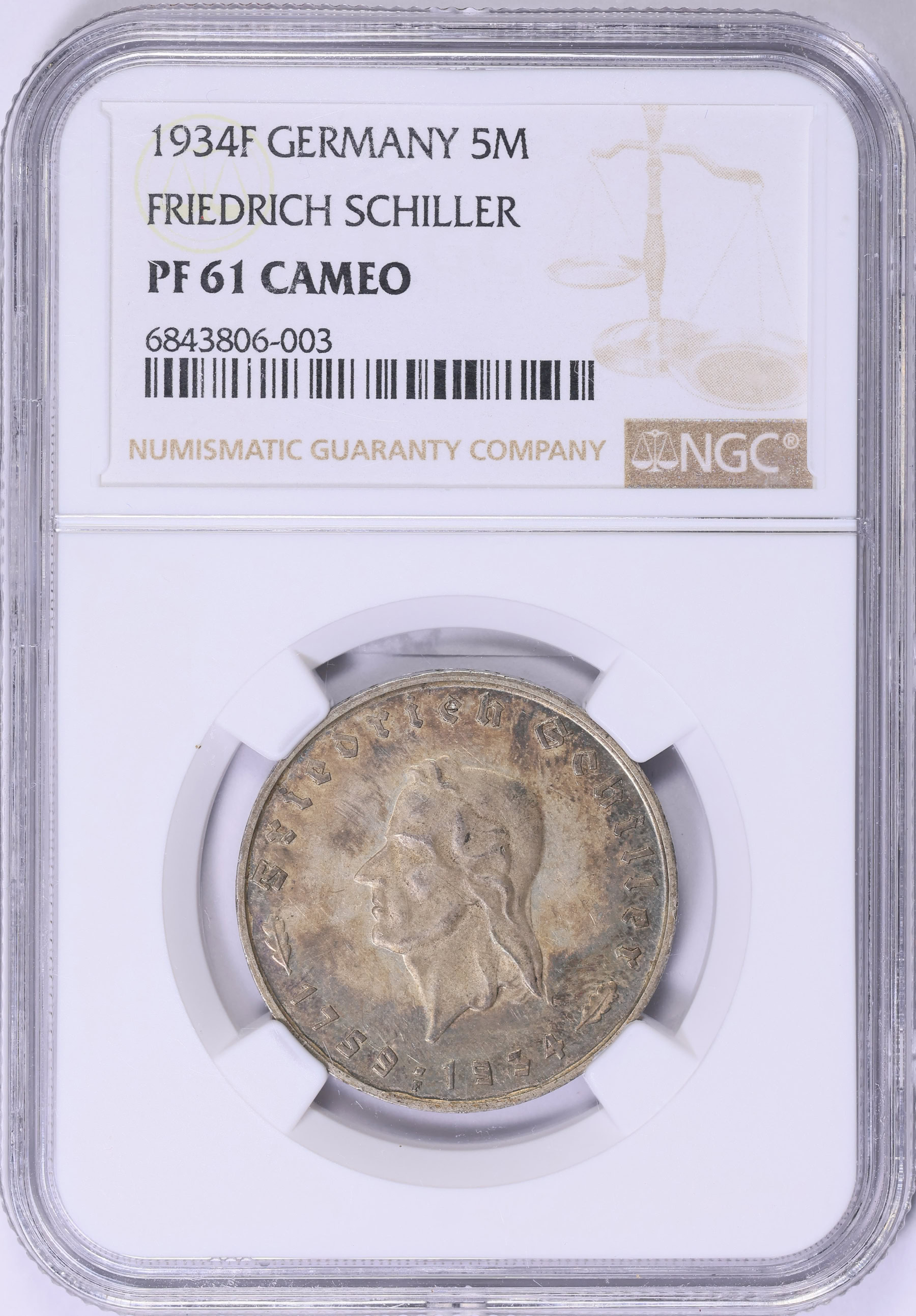 Germany 1934-F Silver 5 Marks Birth of Friedrich Schiller 175th ...