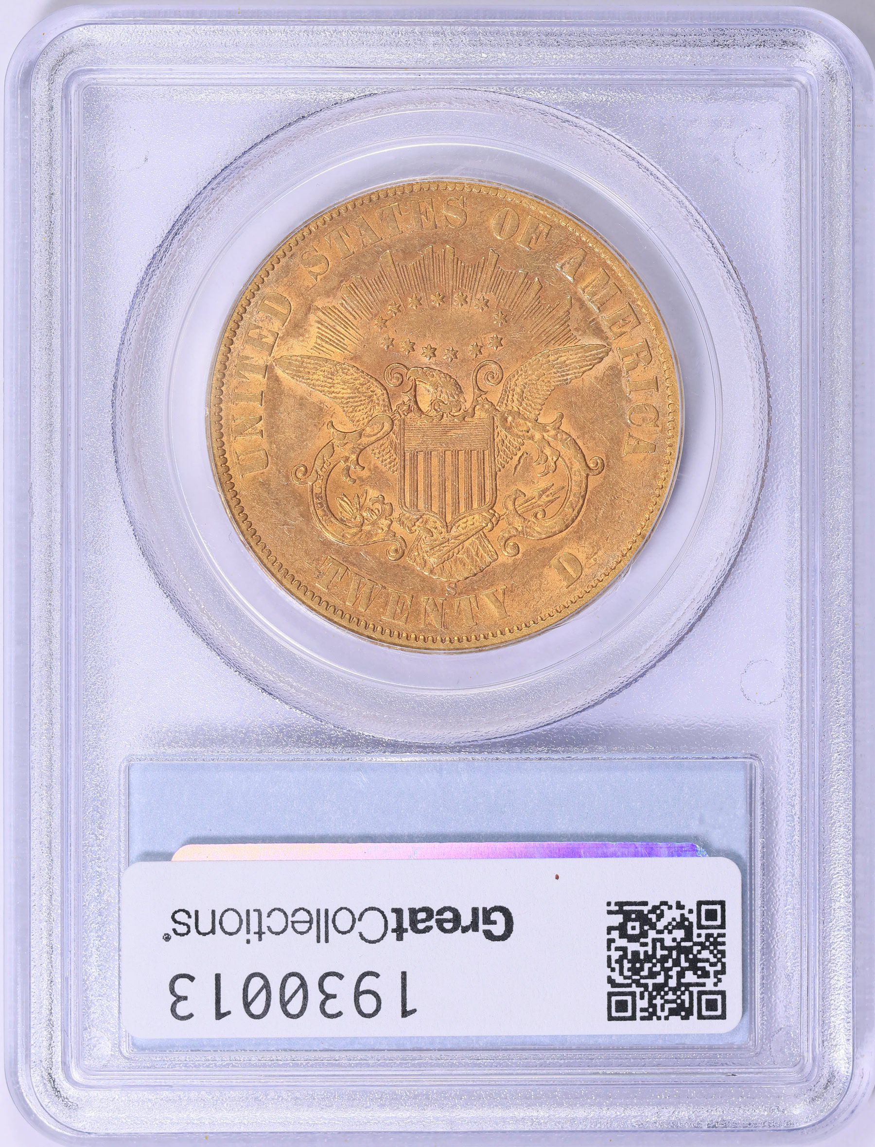 1861-S Liberty Gold Double Eagle Paquet Reverse PCGS XF-45 (Item 1930013) | GreatCollections ...