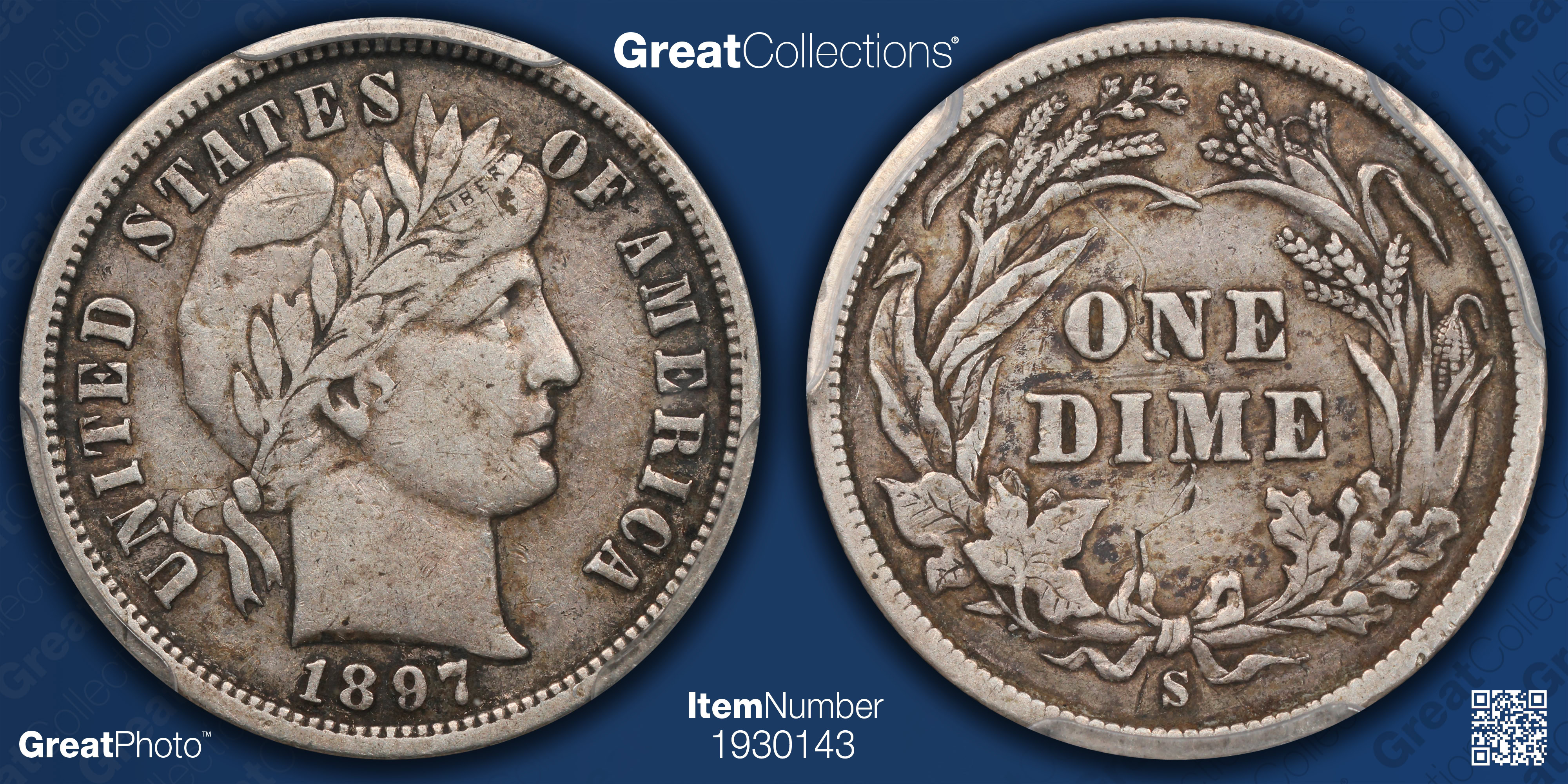 1897-S Barber Dime PCGS VF-35 (CAC Green) (Item 1930143 ...