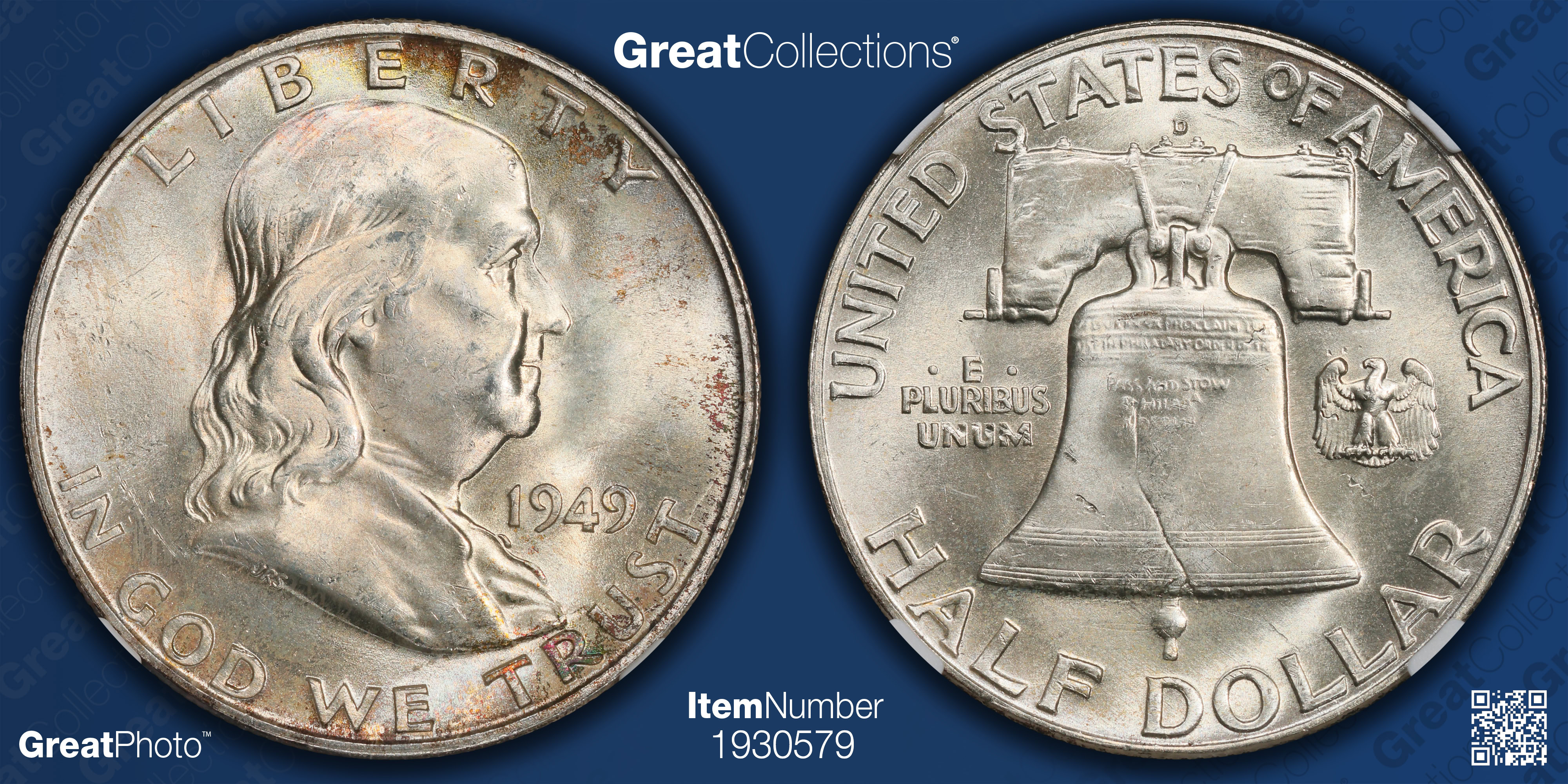 1949-D Franklin Half Dollar NGC MS-64 FBL (Toned) (Item 1930579 ...