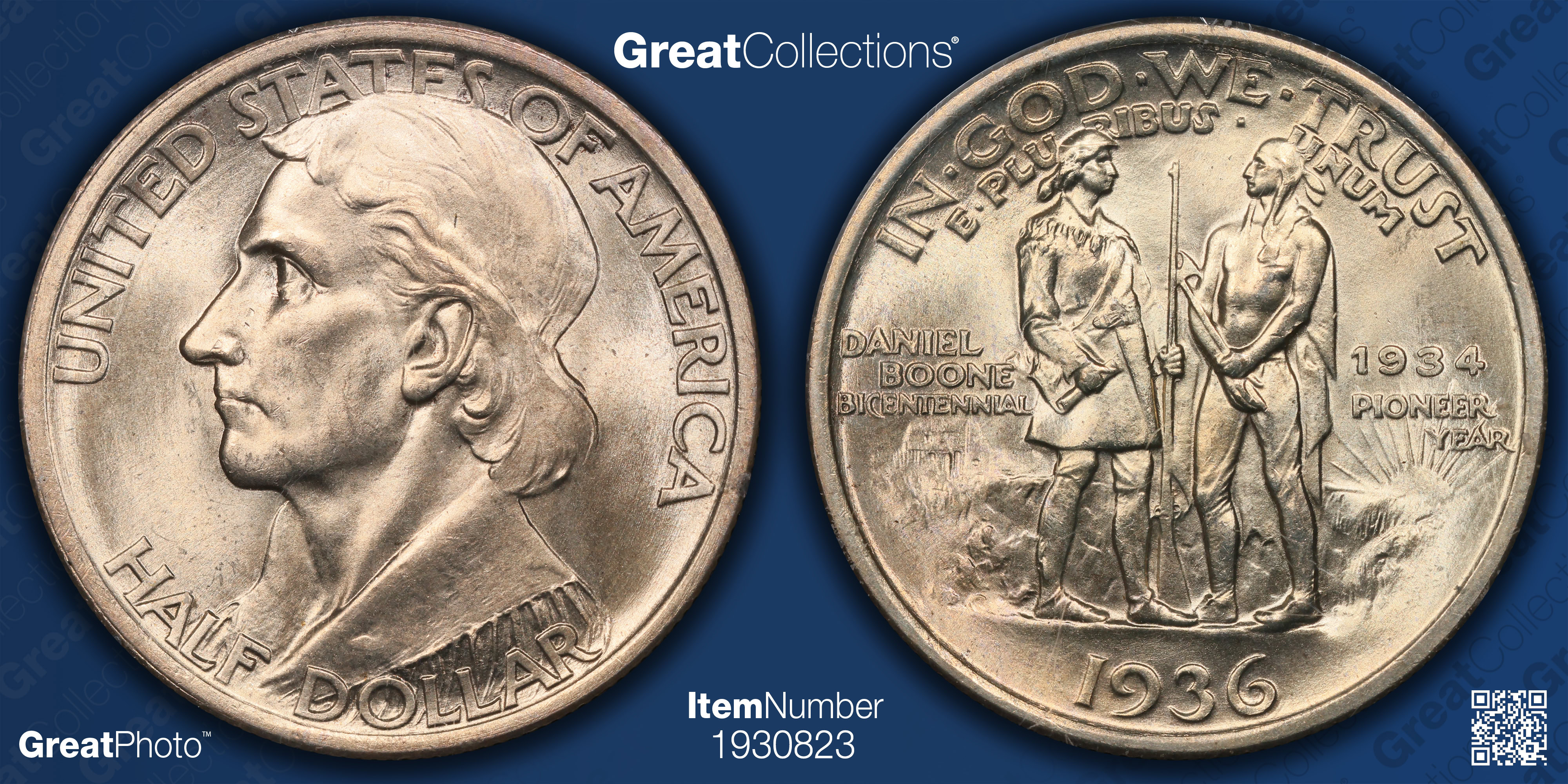 1936 Daniel Boone Bicentennial Half Dollar PCGS MS-65 OGH (1st Gen ...