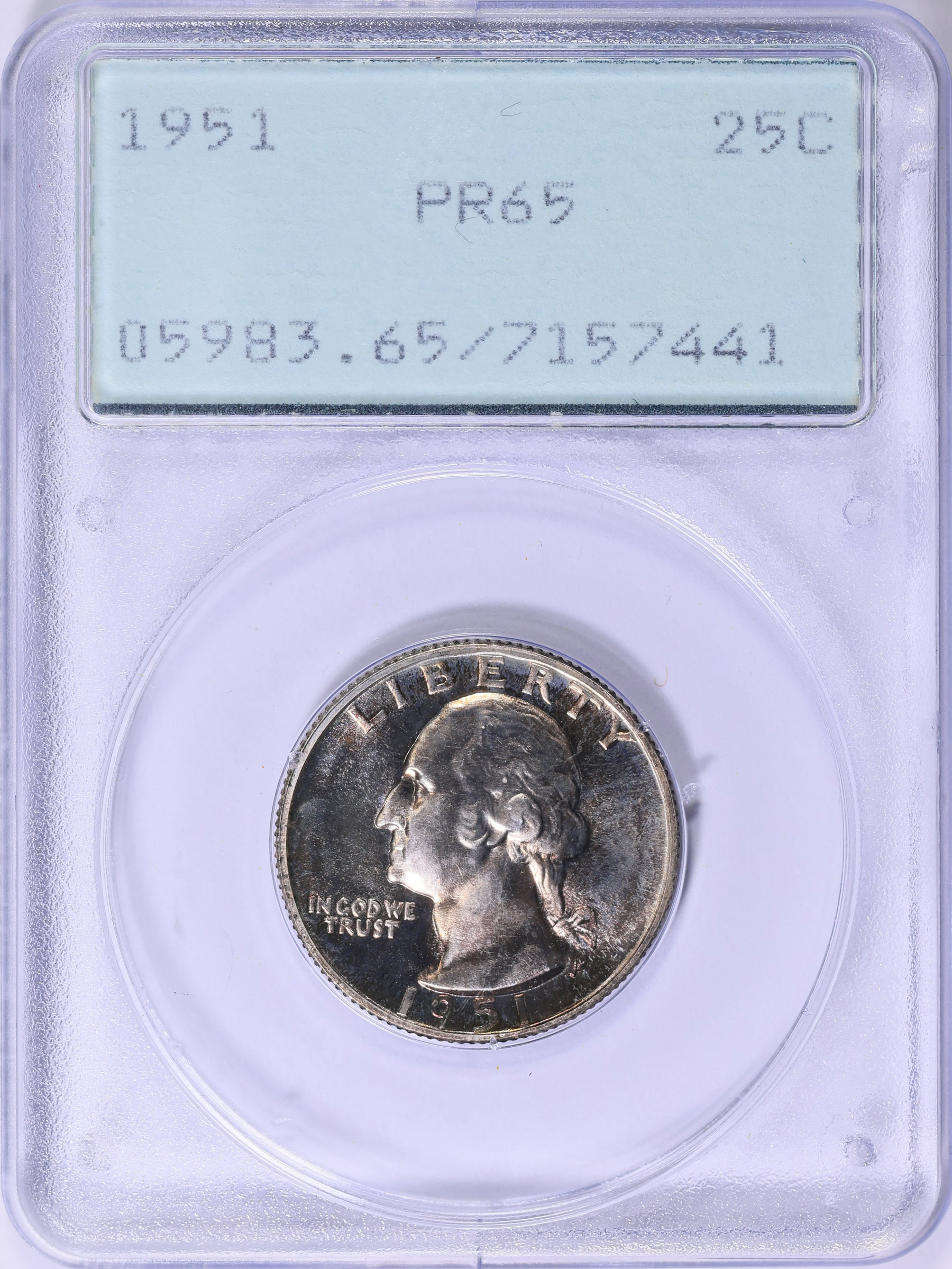 1951 Washington Quarter PCGS Proof-65 OGH (1st Gen) (Toned) (Item ...