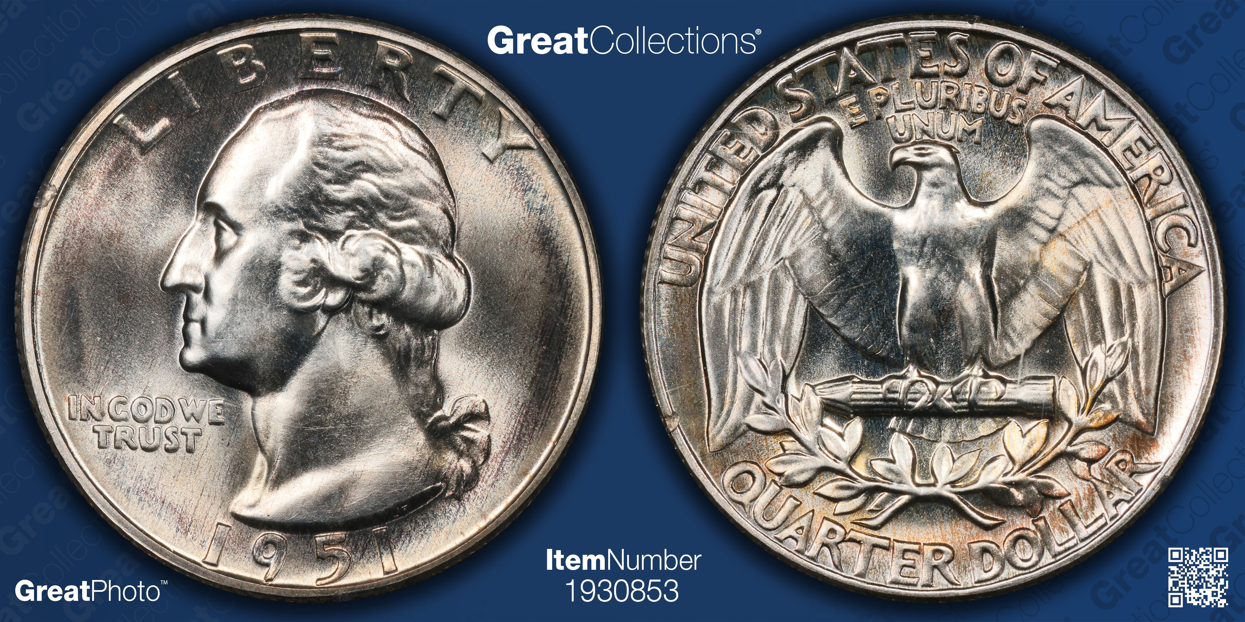 1951 Washington Quarter PCGS Proof-65 OGH (1st Gen) (Toned) (Item ...